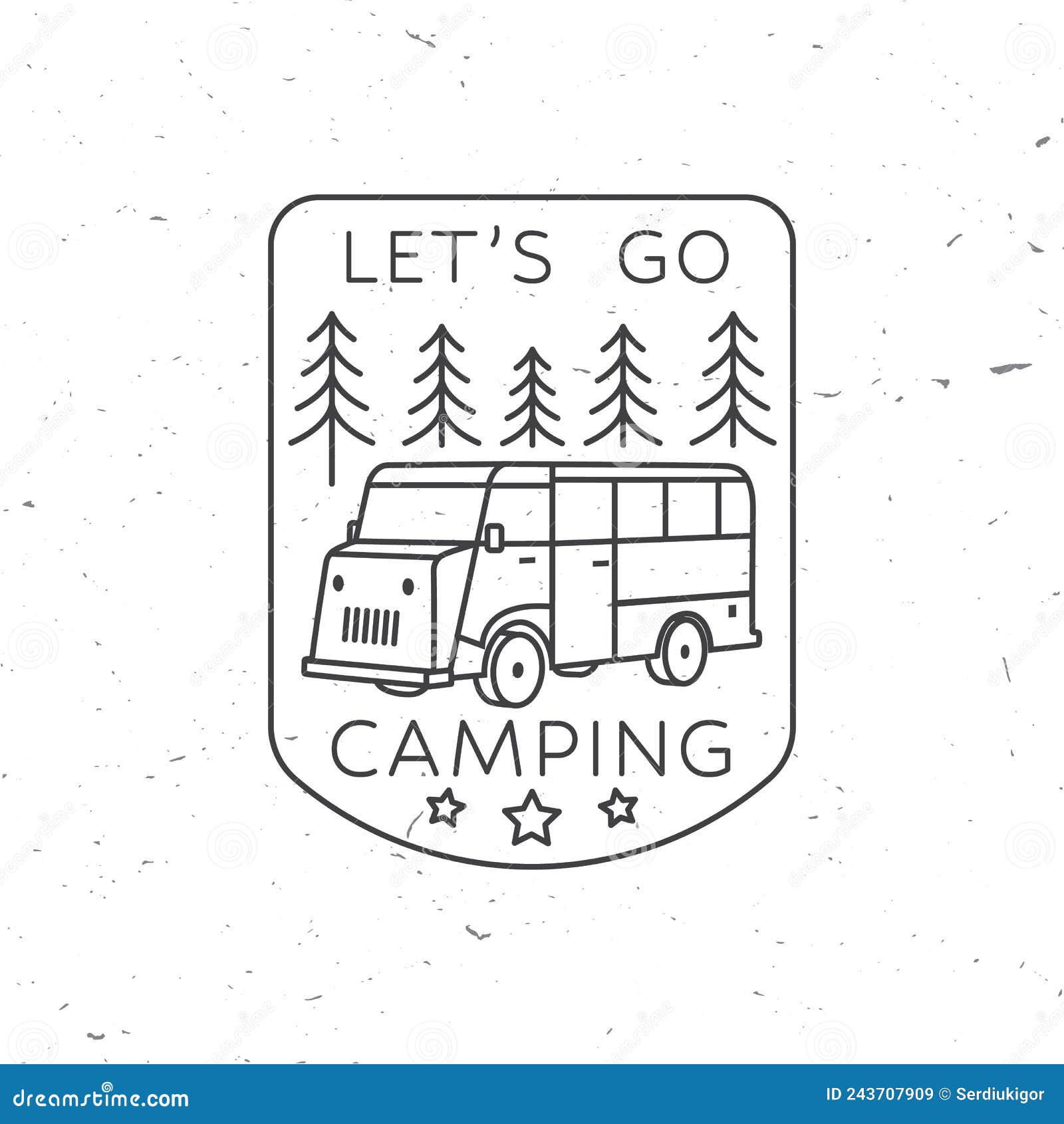 Lets Go Camping Poster Set Of Flat Style Icons Arranger On A Banner