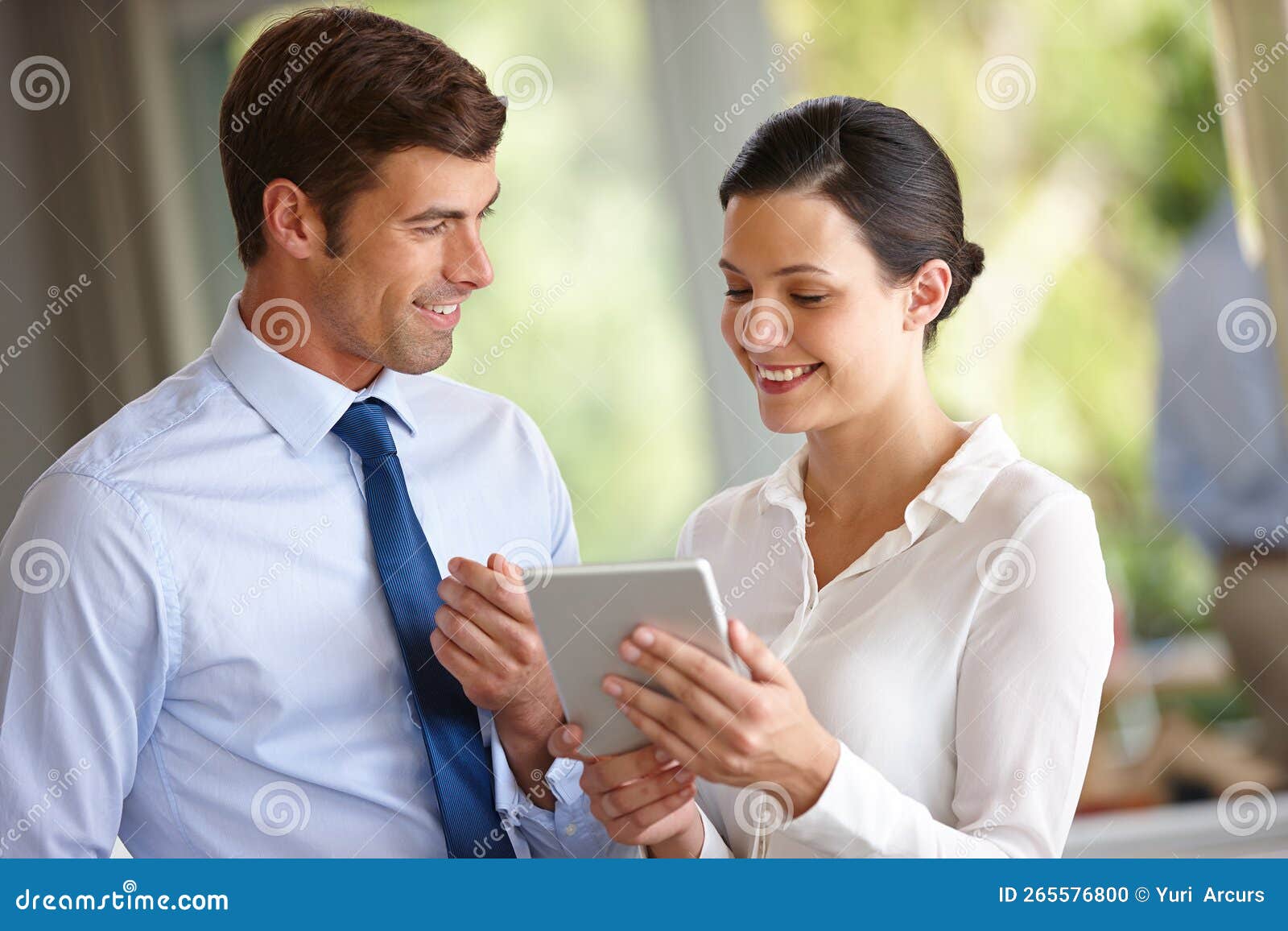 Lets Make Technology Work for Us. Two Co Workers Standing in Their ...