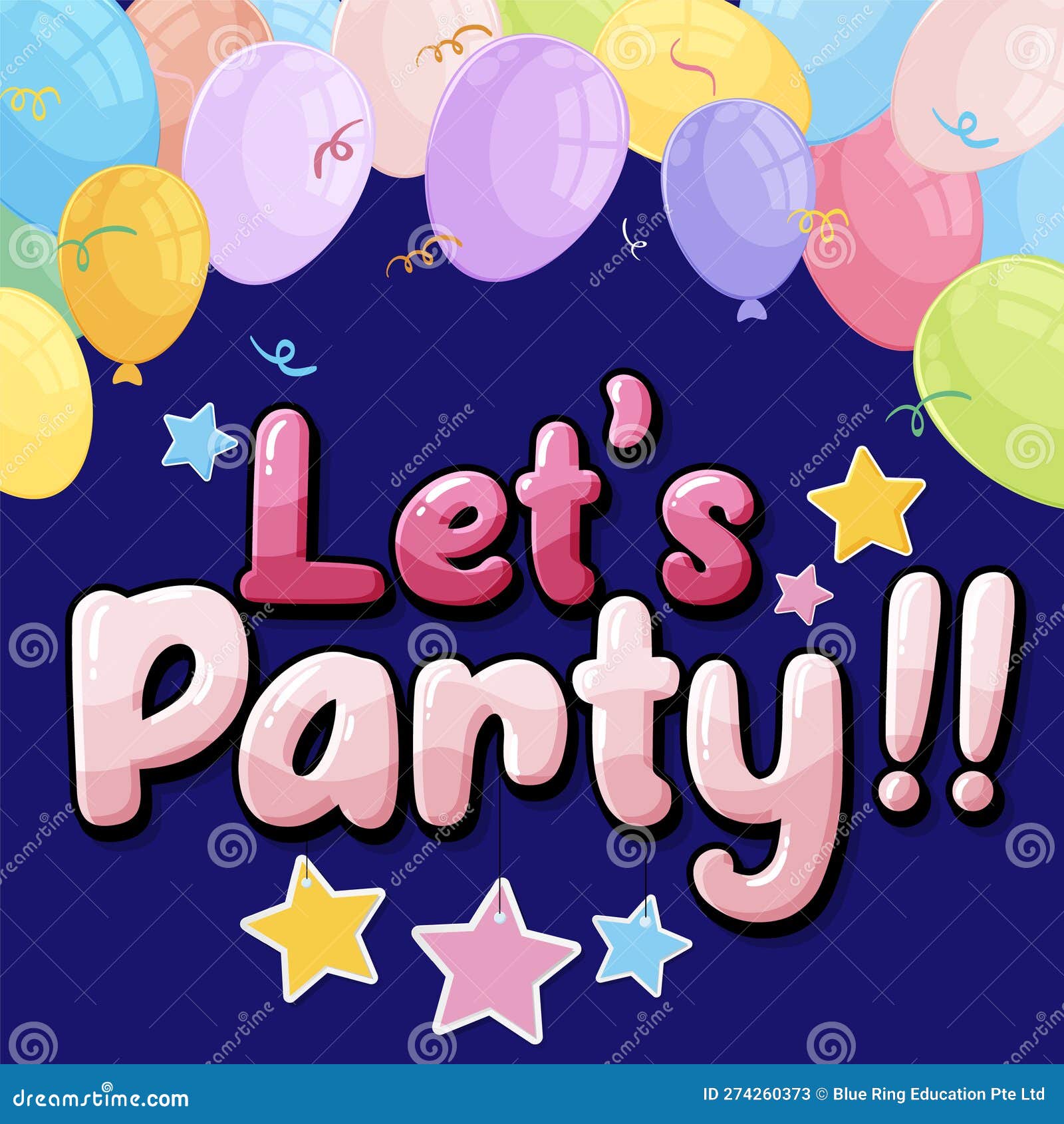 Lets Party Message for Banner or Poster Design Stock Vector - Illustration of celebrate ...