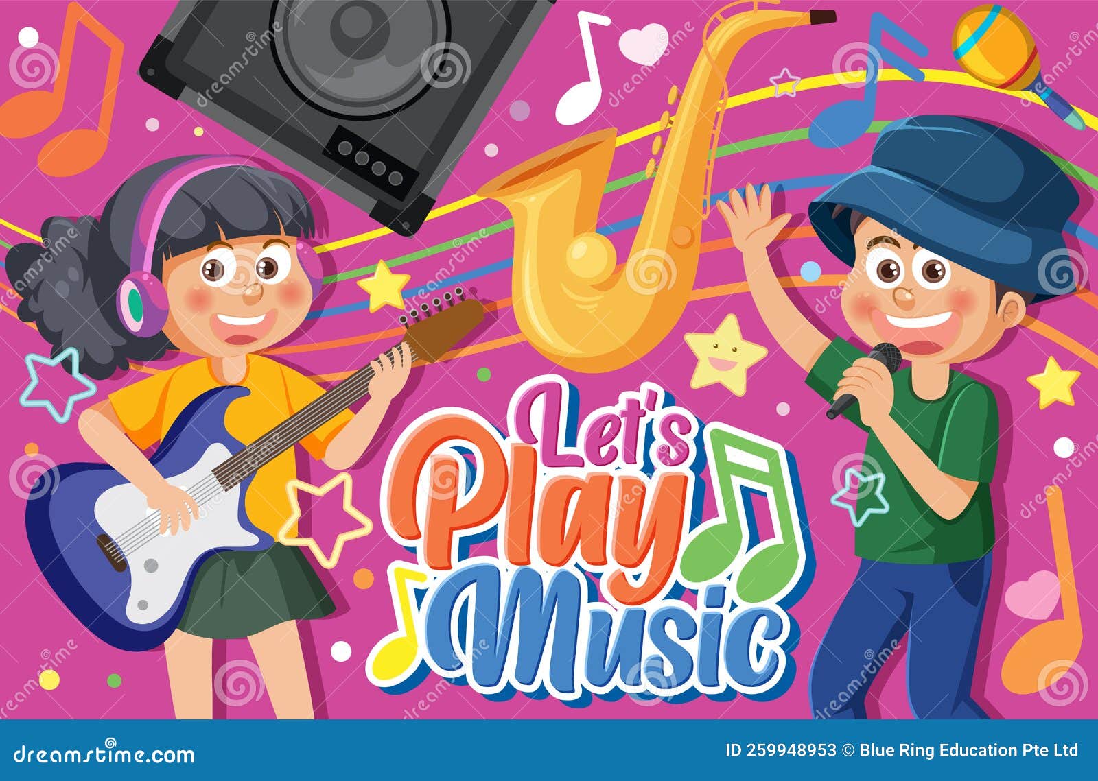 Lets Play Music Poster Design Stock Vector - Illustration of banner ...