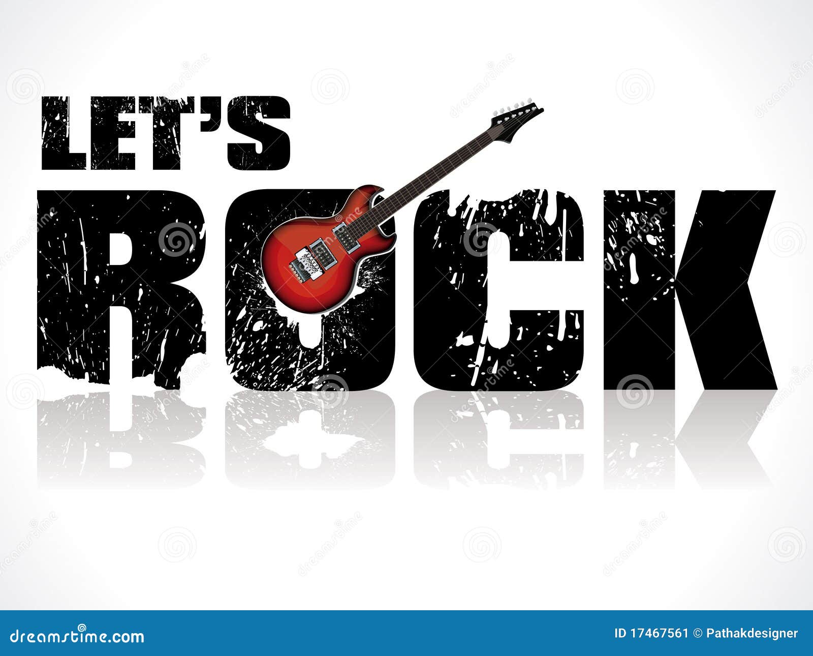 Lets Rock Background with Guitar Stock Vector - Illustration of grunge ...