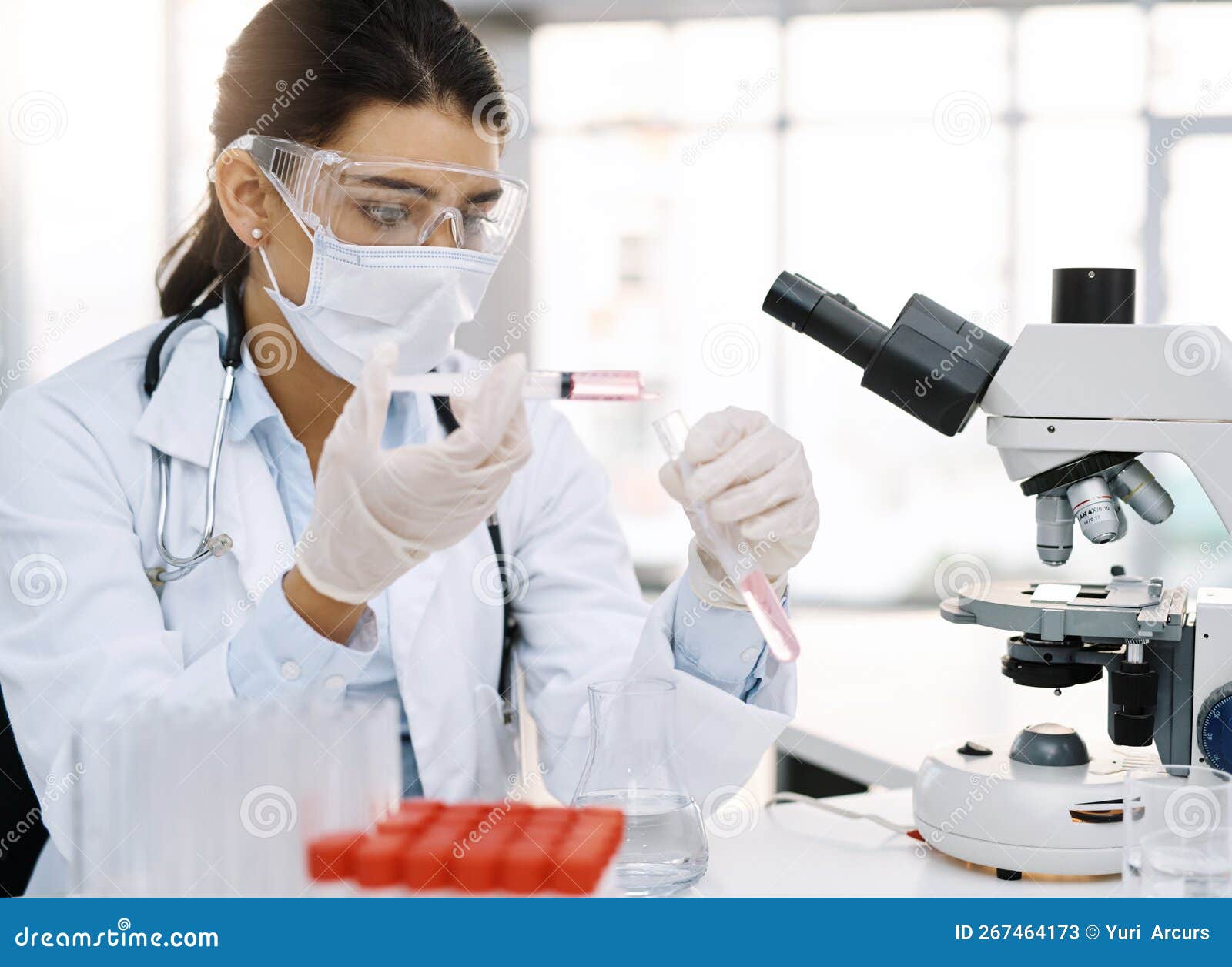 Lets See How these React. a Young Scientist Working in a Lab. Stock Image - Image of inside ...