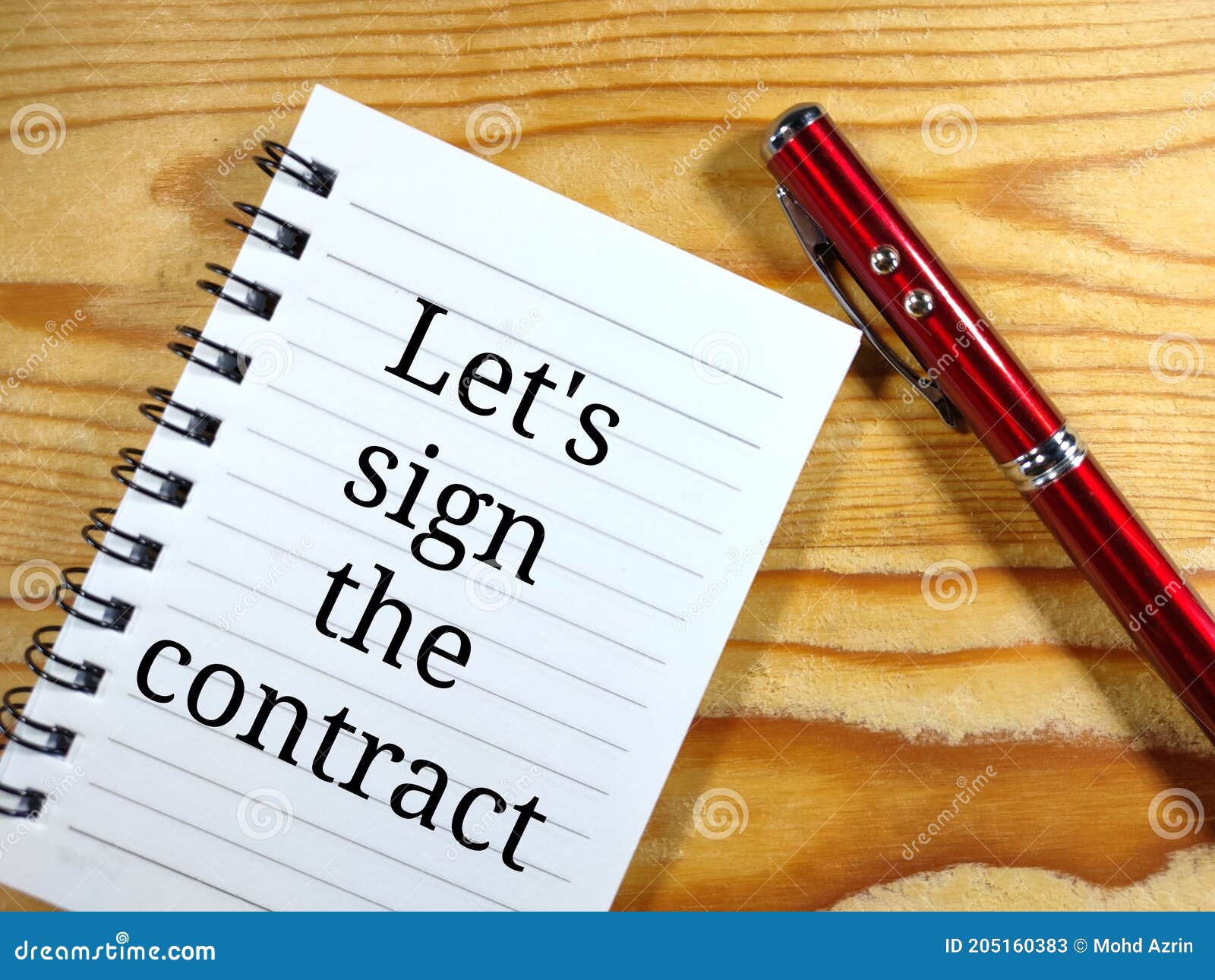 Lets Sign the Contract in Black Word on Notebook. Stock Image - Image ...
