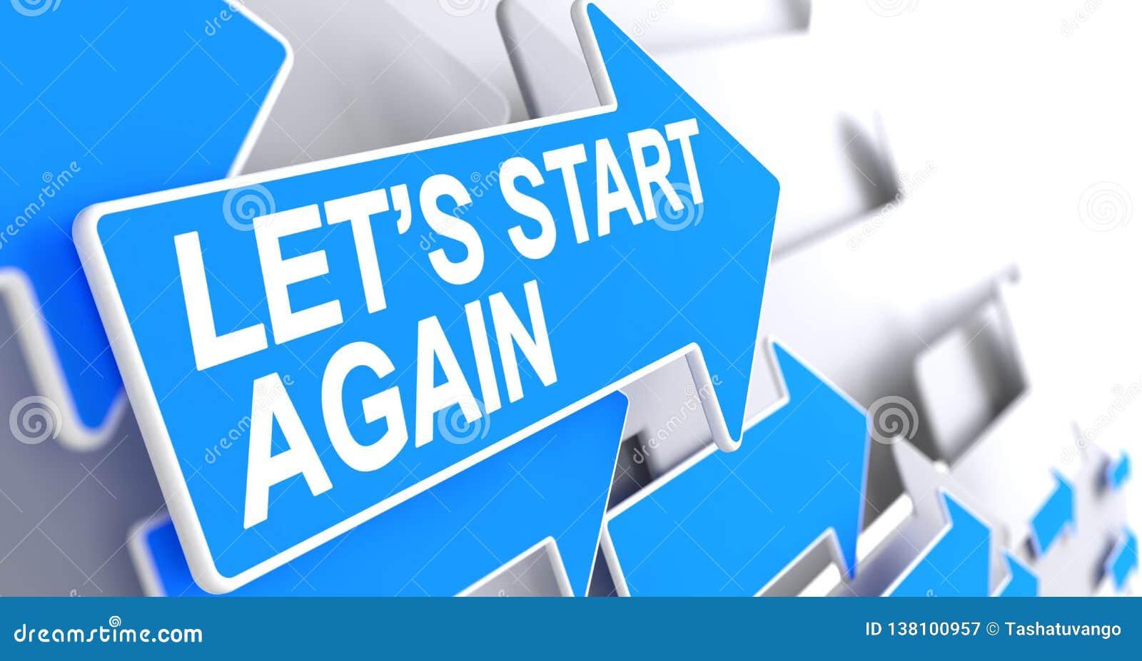 Lets Start Again - Inscription on the Blue Cursor. 3D. Stock ...