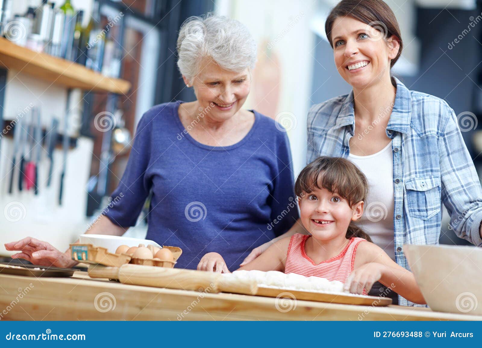 Lets Start Baking. a Three Generational Family Baking Together. Stock ...