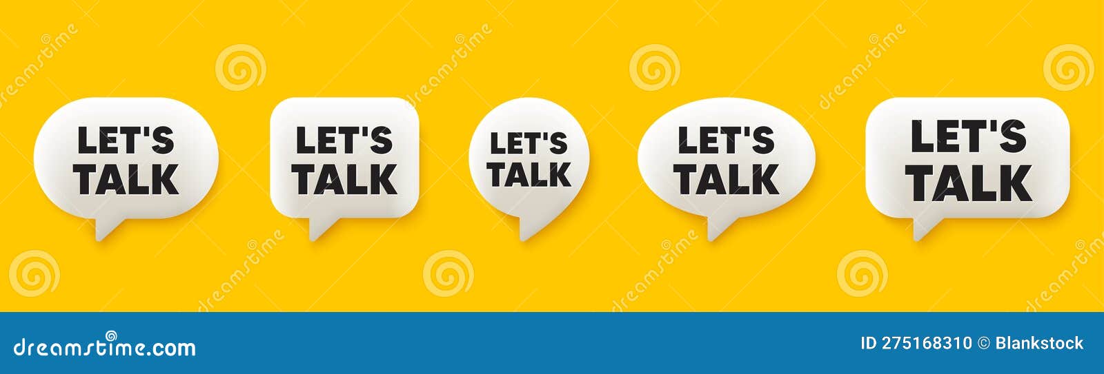 Lets Talk Tag. Connect Offer Sign. 3d Speech Chat Bubbles. Vector Stock ...