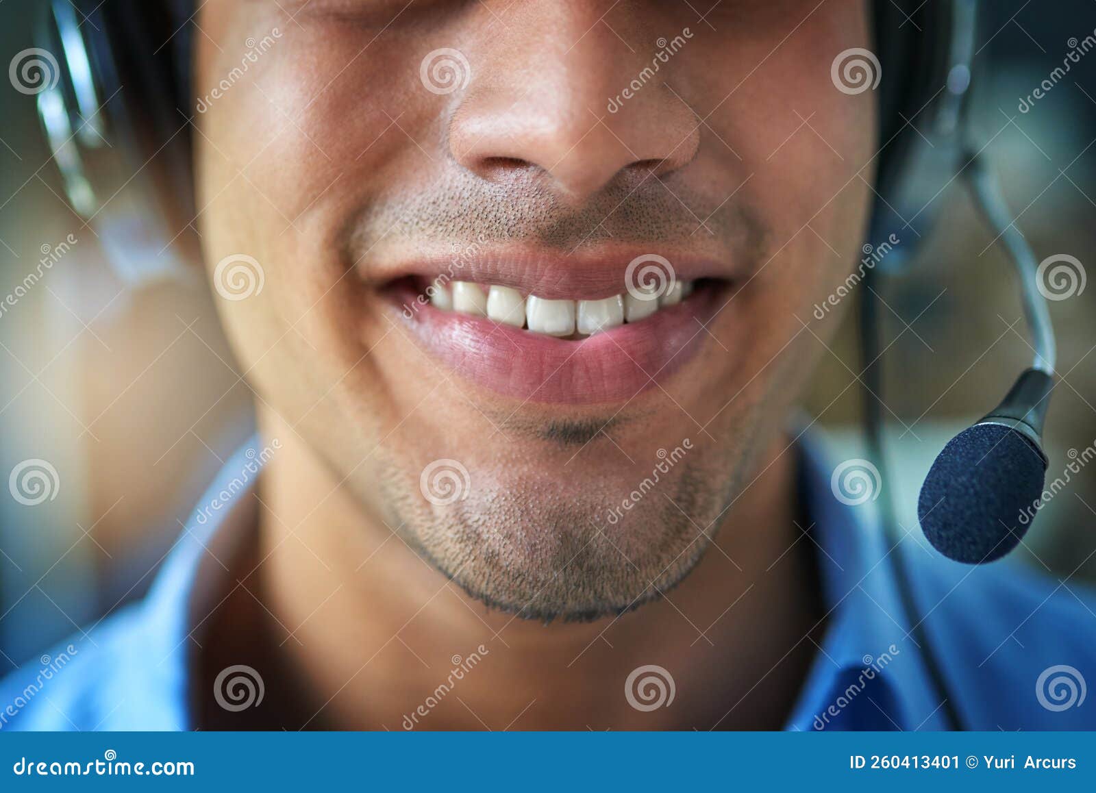 Lets Talk. a Young Man Working in a Call Center. Stock Image - Image of ...