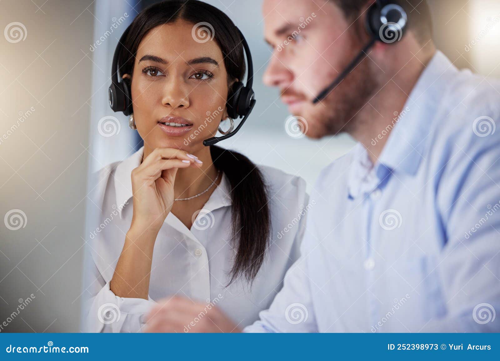 Lets Troubleshoot this Together. Two Call Centre Agents Working ...