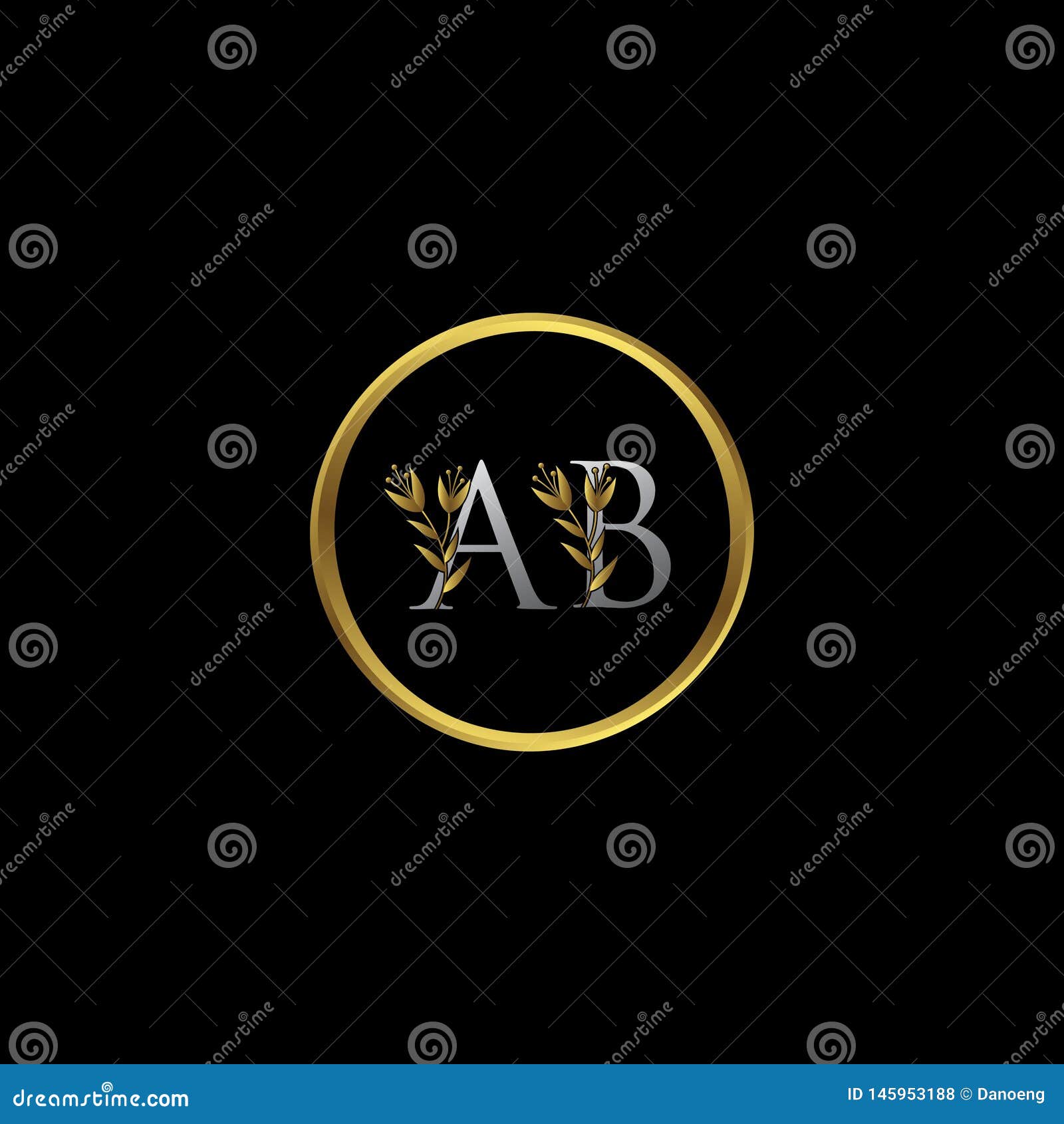 Elegant Golden AB Letter Logo. Stock Illustration - Illustration of ...