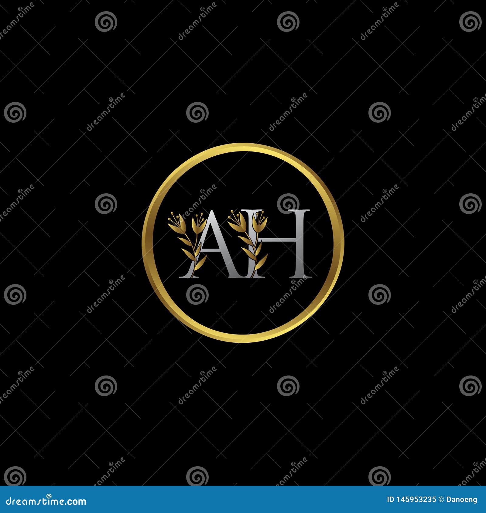Elegant Golden AH Letter Logo. Stock Illustration - Illustration of ...