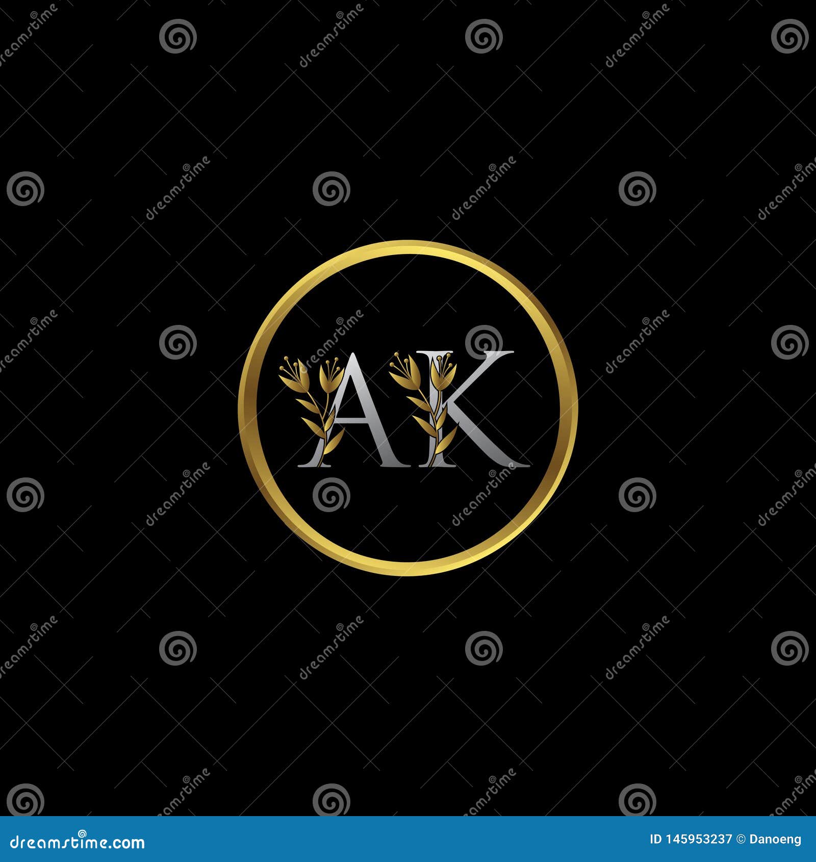 Elegant Golden AK Letter Logo. Stock Illustration - Illustration of ...