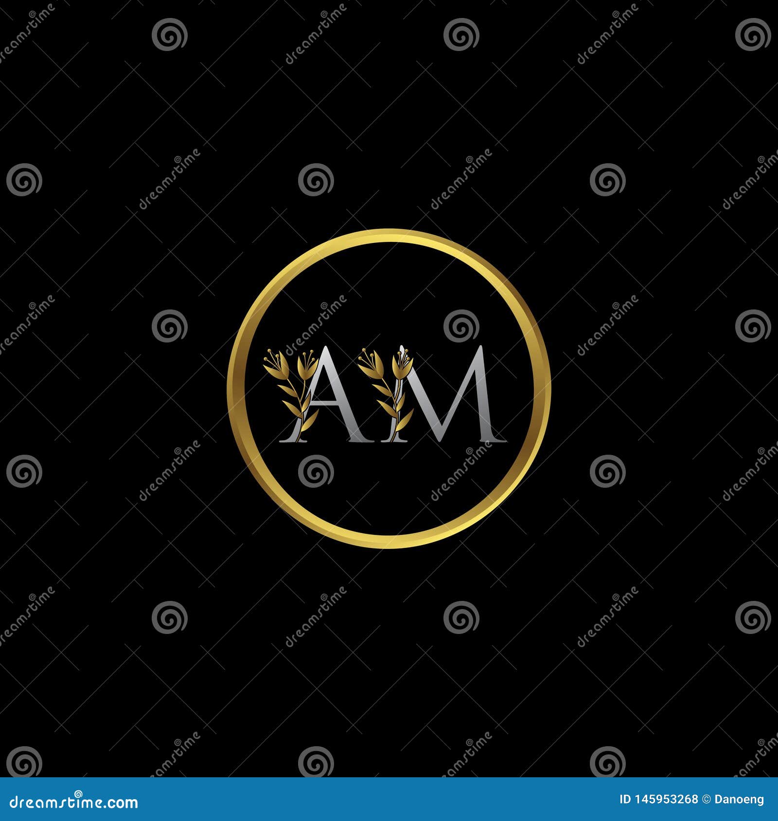 Elegant Golden am Letter Logo. Stock Illustration - Illustration of ...