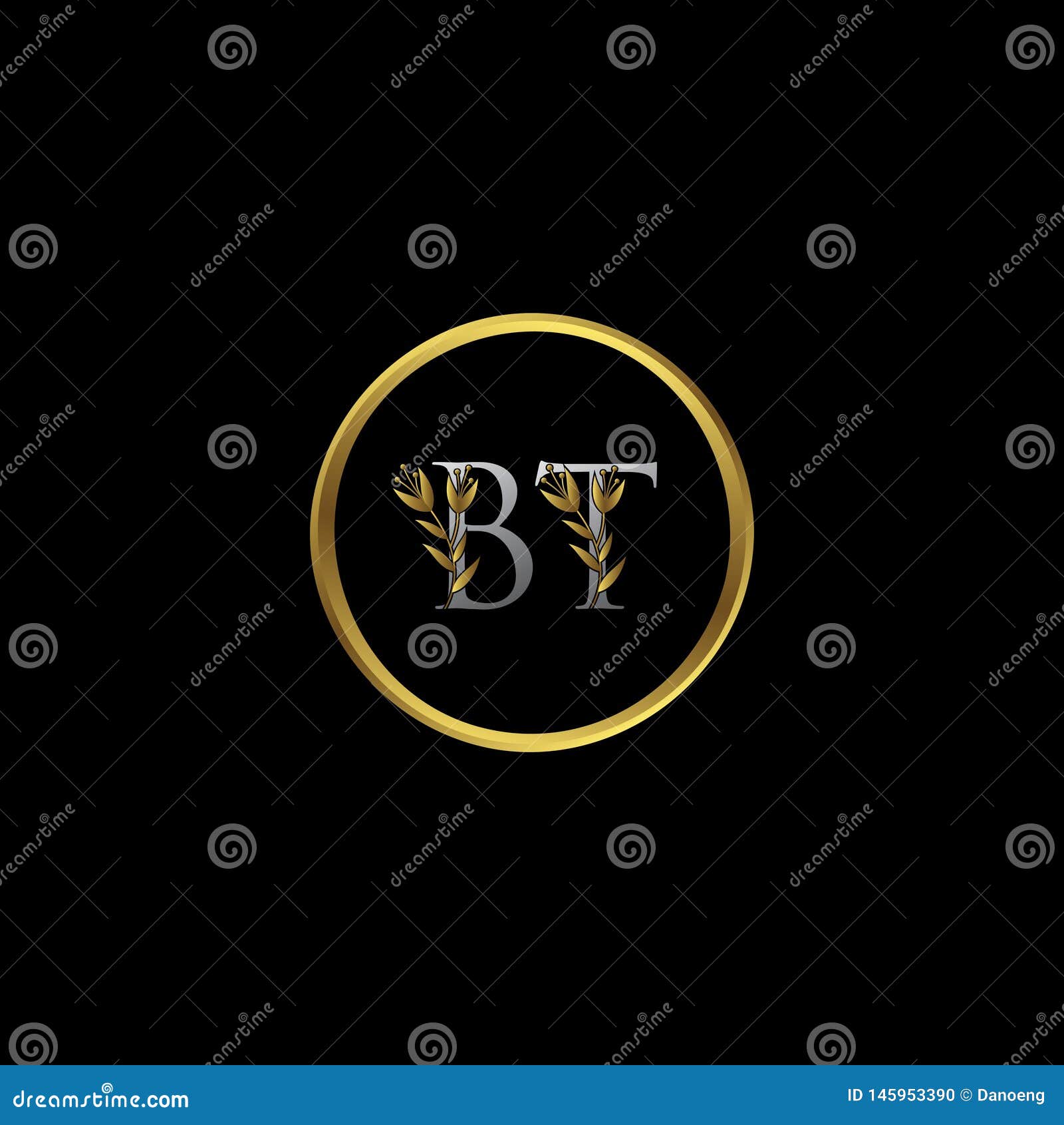 Elegant Golden BT Letter Logo. Stock Illustration - Illustration of ...