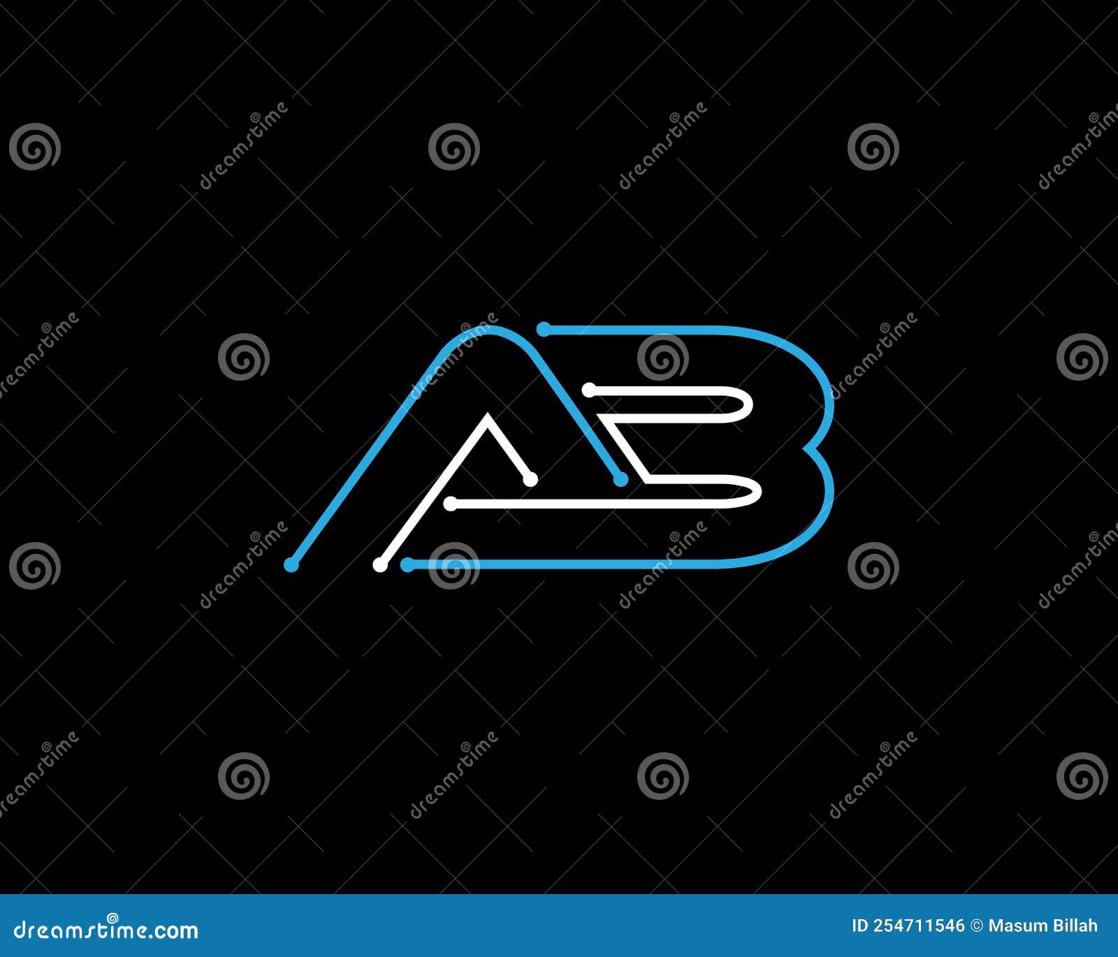 Letter AB Technology and Network Connection Logo Concept. Stock Vector - Illustration of ...