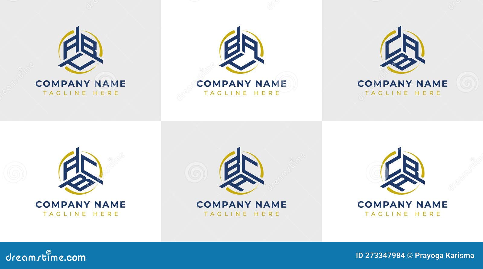 Letter ABC, ACB, BAC, BCA, CAB, CBA Hexagonal Technology Logo Set. Suitable For Any Business ...