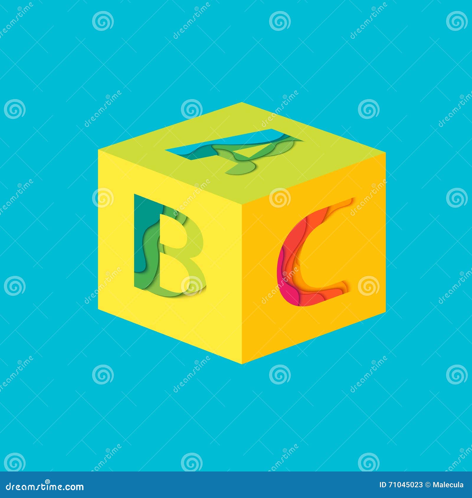 Letter ABC cube template stock vector. Illustration of layers - 71045023
