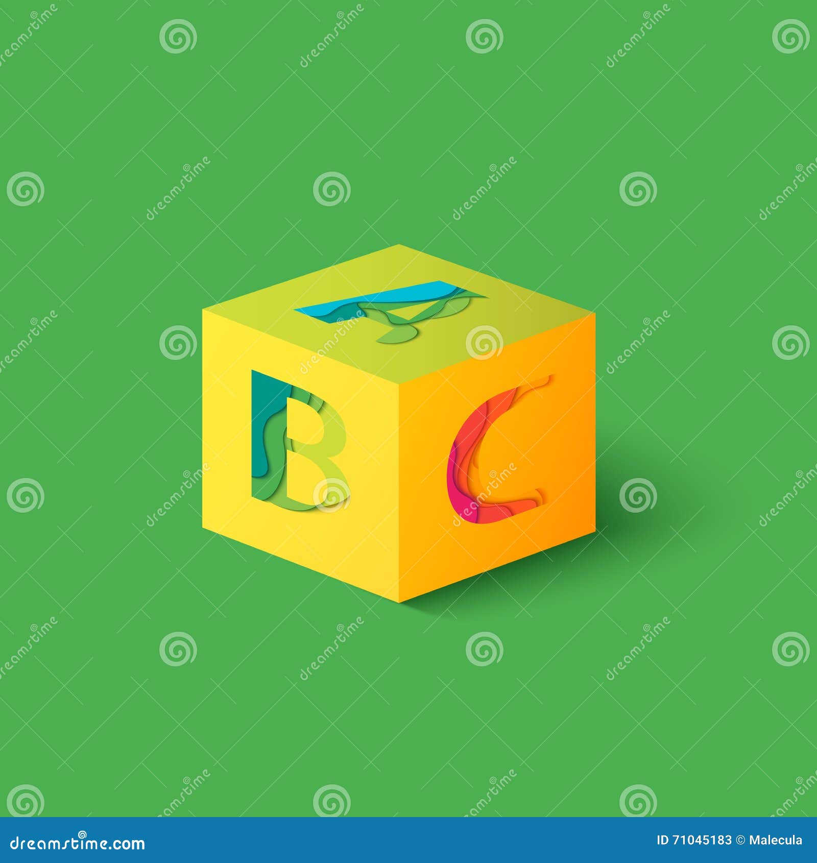 Letter ABC cube template stock vector. Illustration of alphabet - 71045183