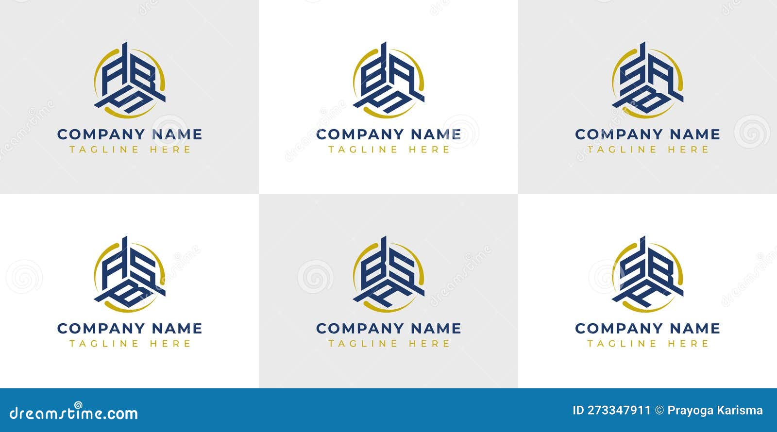 Letter ABS, ASB, BAS, BSA, SAB, SBA Hexagonal Technology Logo Set ...