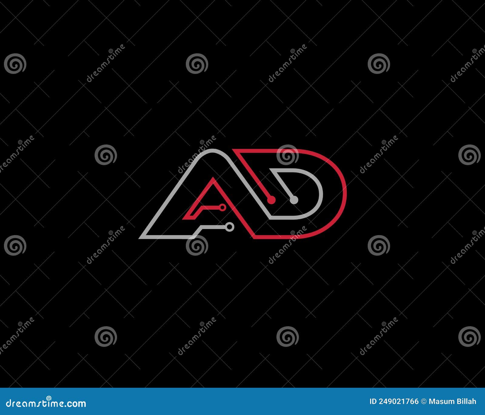 Letter AD Technology and Network Connection Logo Concept. Stock Vector ...