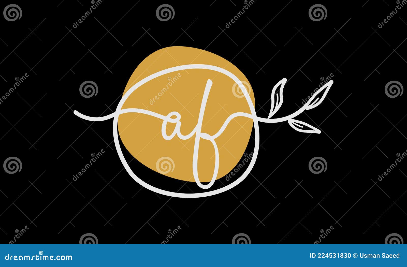 Letter AF or FA Boho Style Botanical Logo in Flat Minimal Design Stock ...