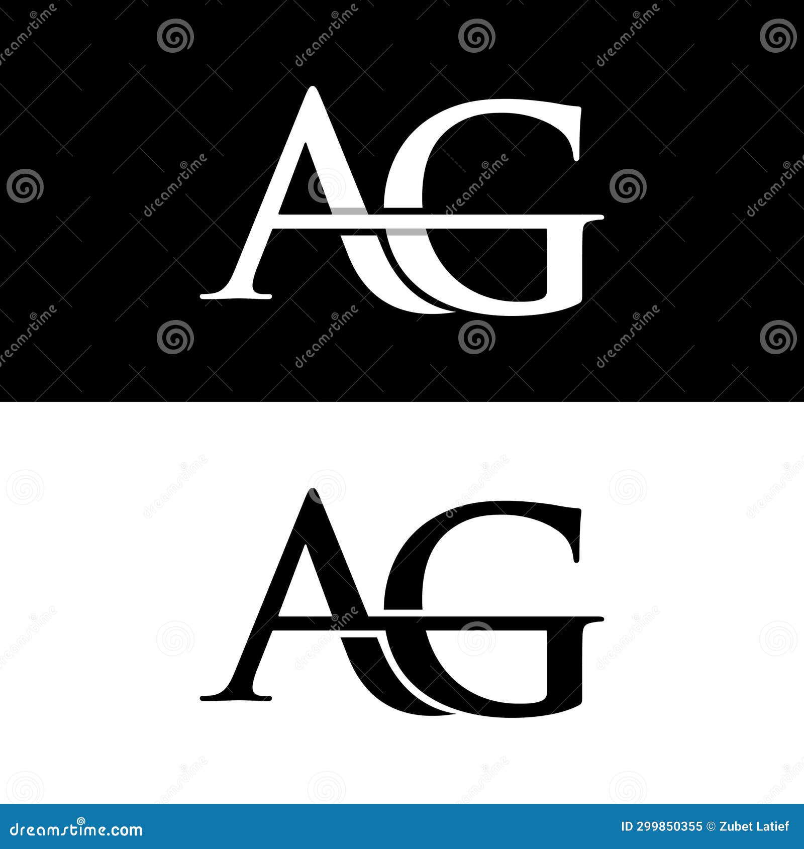 Letter AG Vector Logo Design Template, Monogram Logo in White Color and ...