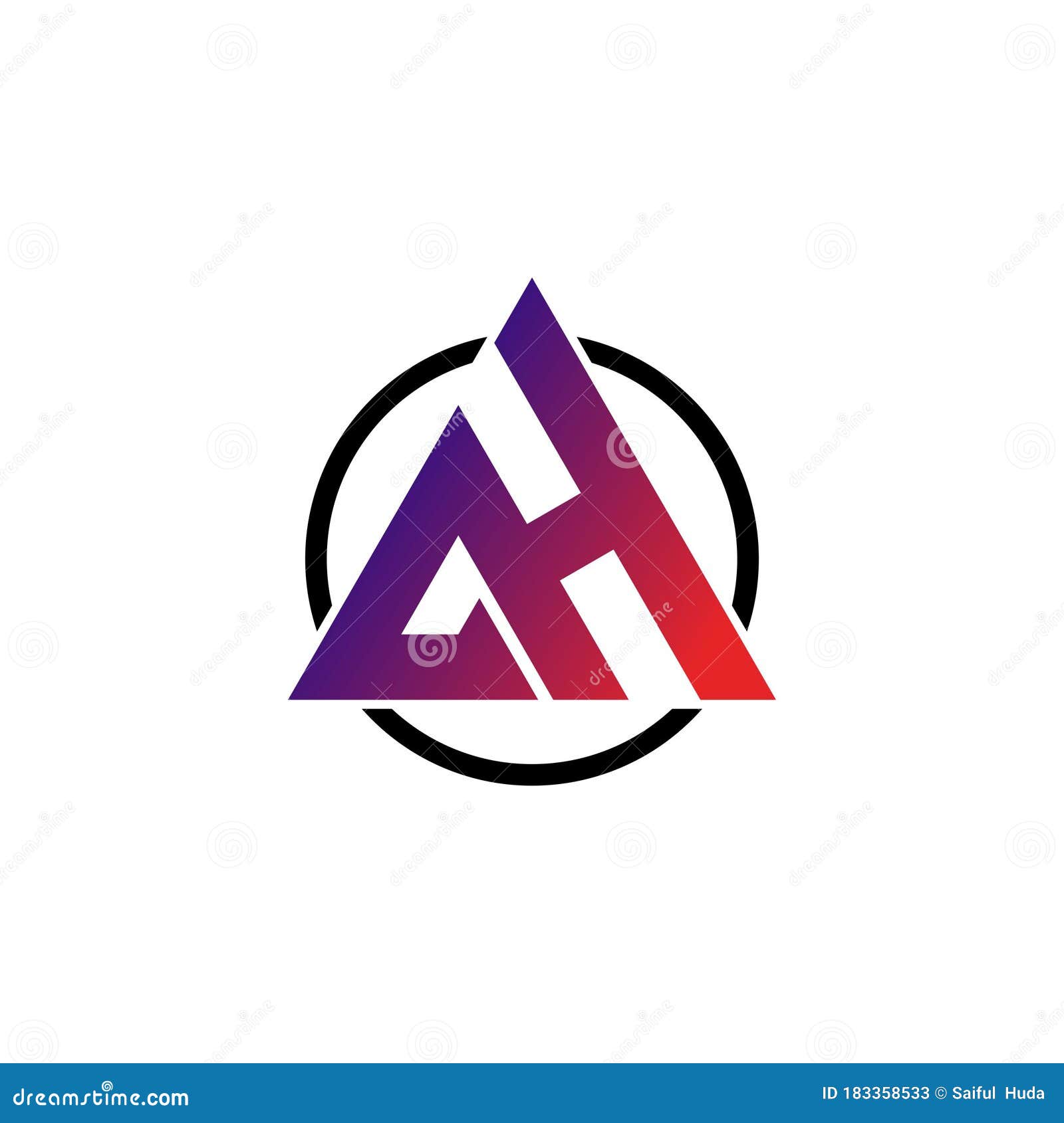 Letter AH Triangle Simple Logo Design Vector. Stock Vector ...