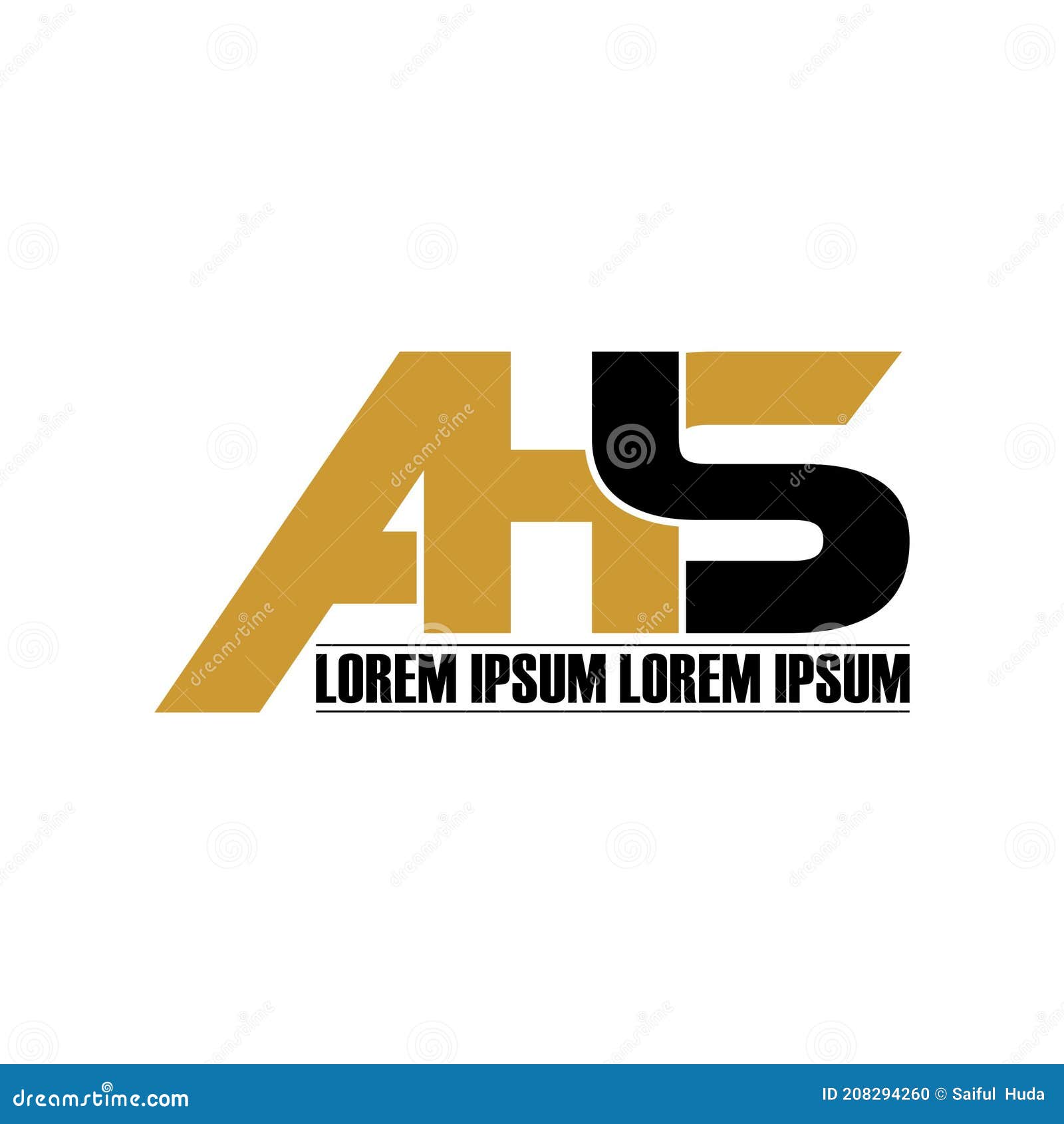 Lette AHS Simple Monogram Logo Icon Design. Stock Vector - Illustration ...