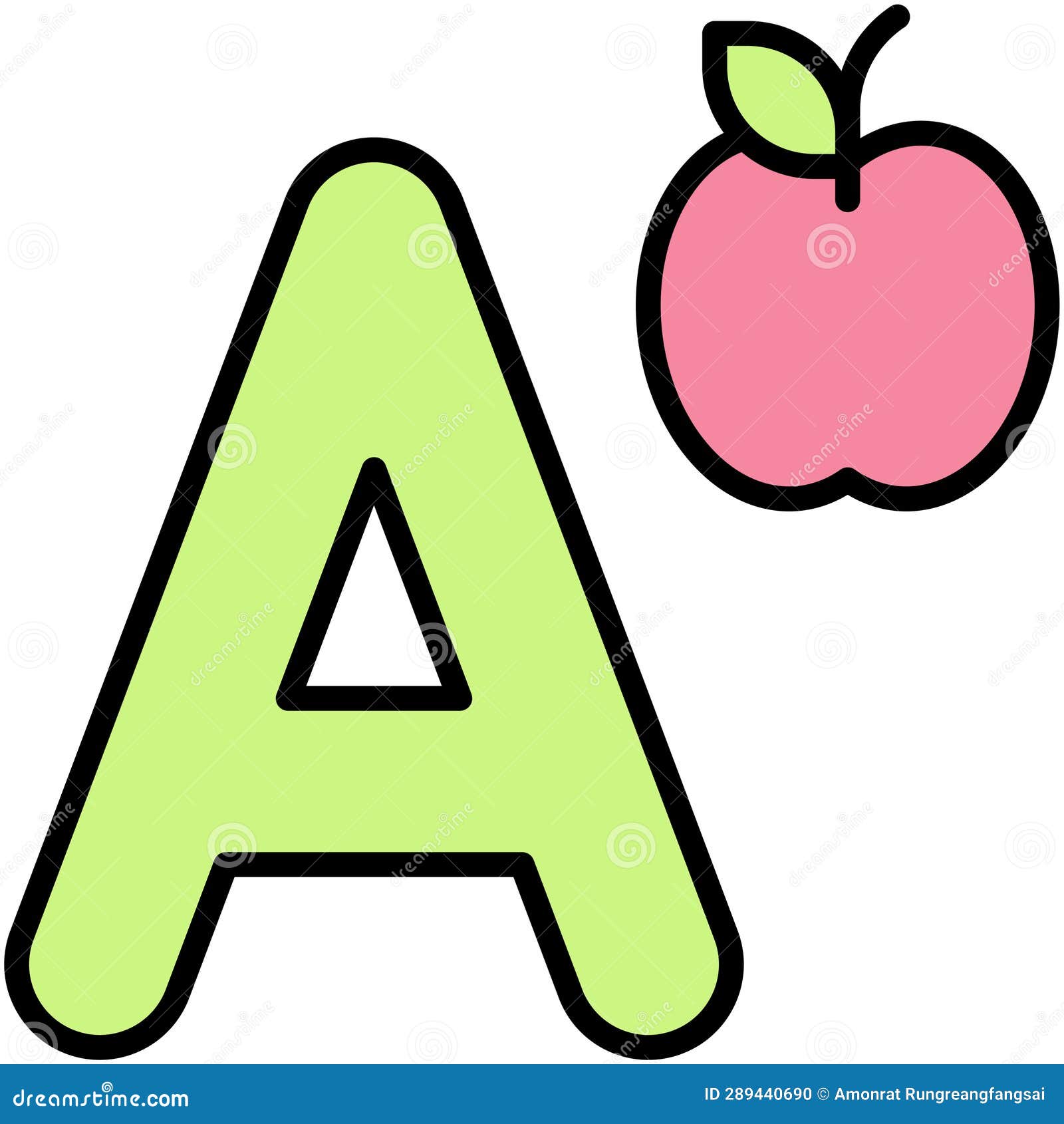 Letter a Alphabet with Apple Vector Icon Stock Vector - Illustration of ...