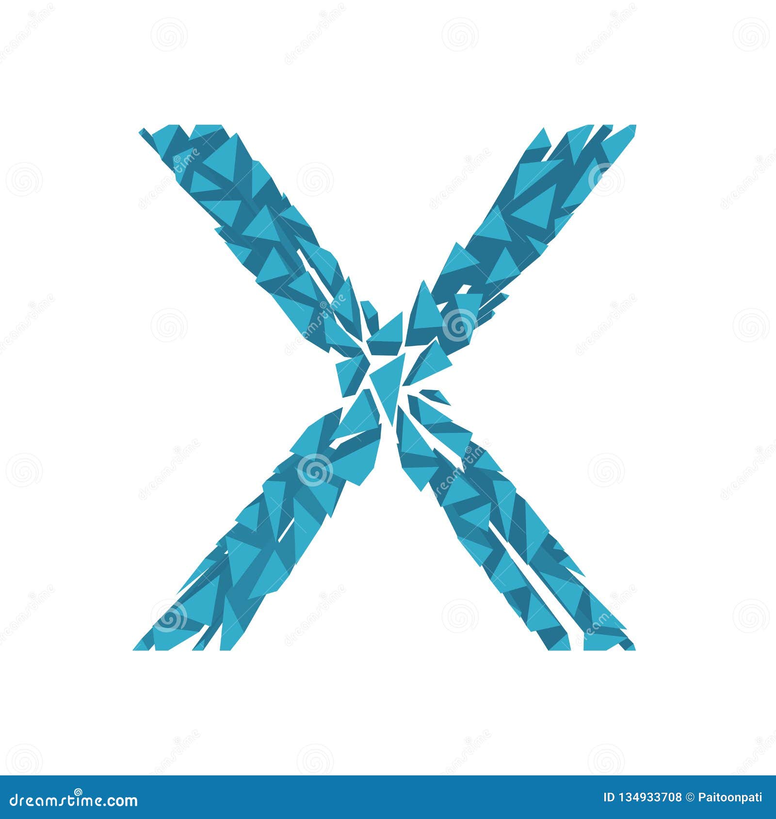 The Letter X, in the Alphabet Broken 3d Perspective Set Blue Color ...