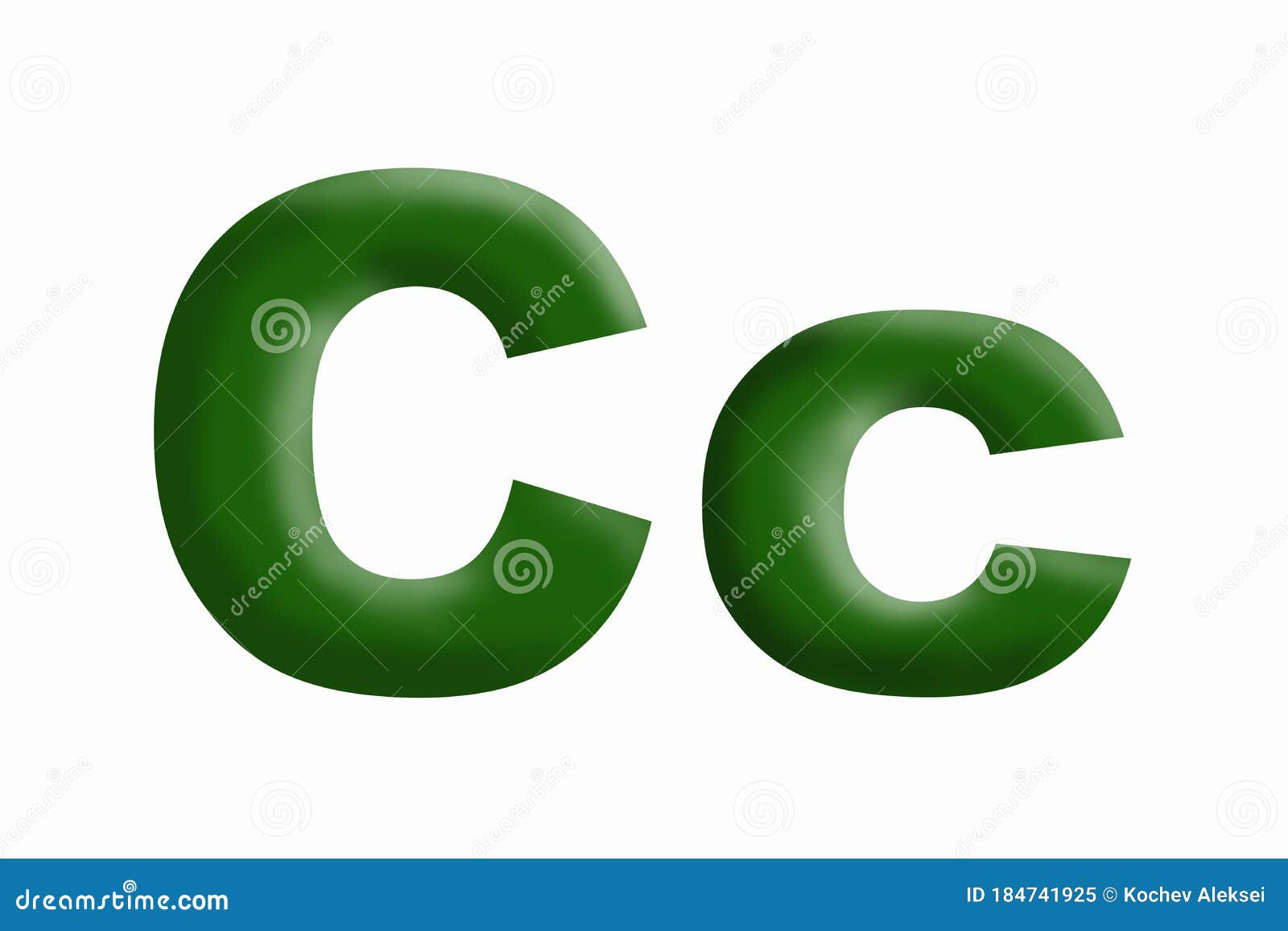 Letter of the Alphabet C, Volumetric Letter, Grassy Green, Large and ...