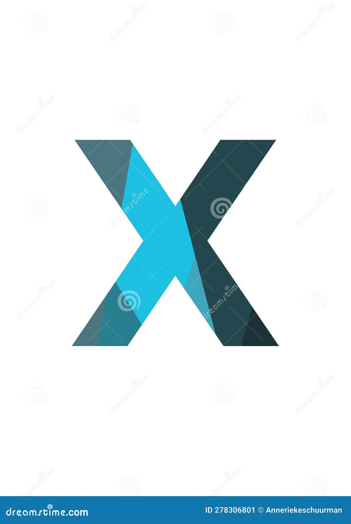 Letter X of the Alphabet Made with Dark and Light Blue Plane Figure ...