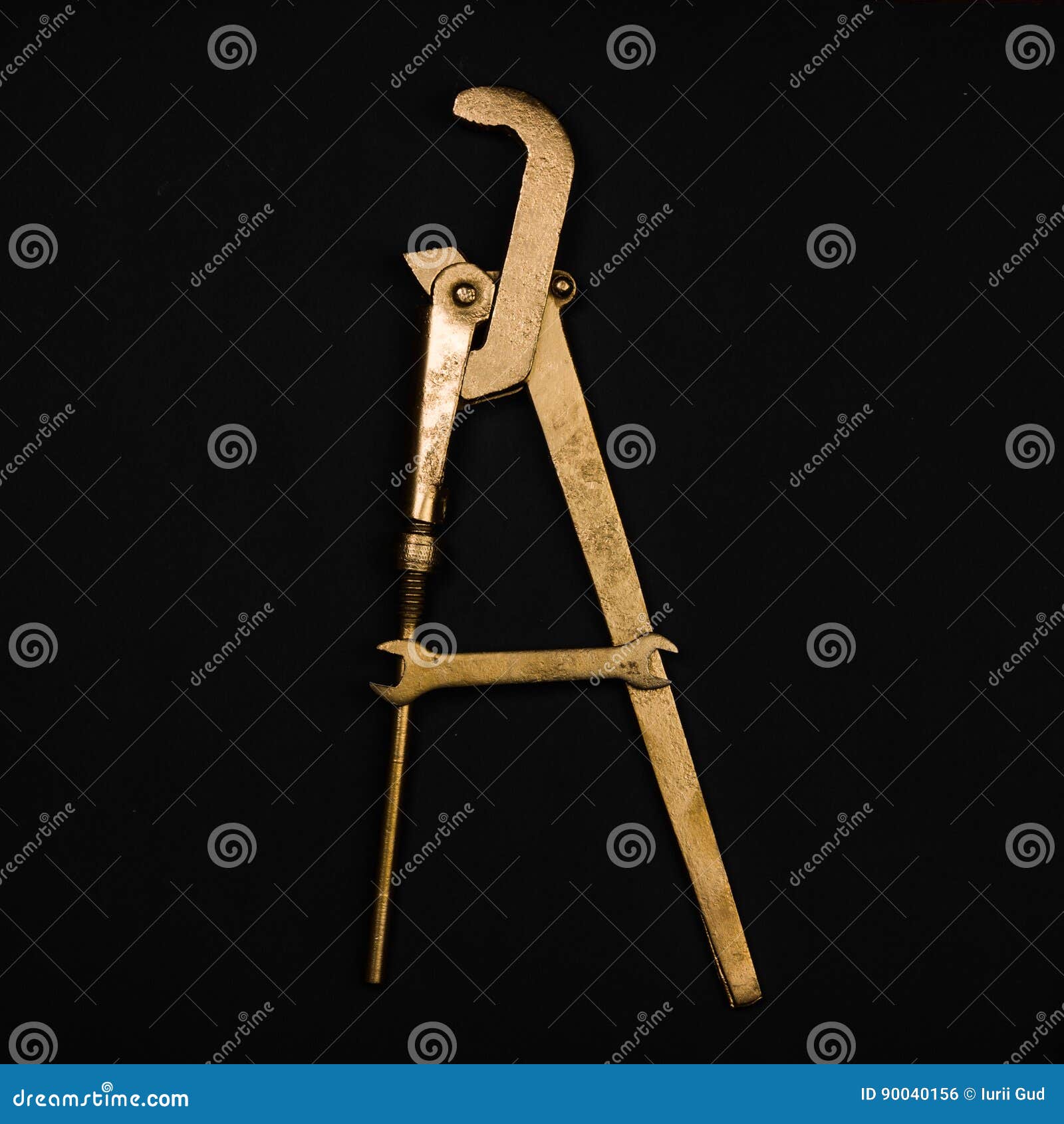 Letter a. Alphabet Made of Golden Repair Tools Stock Photo - Image of ...