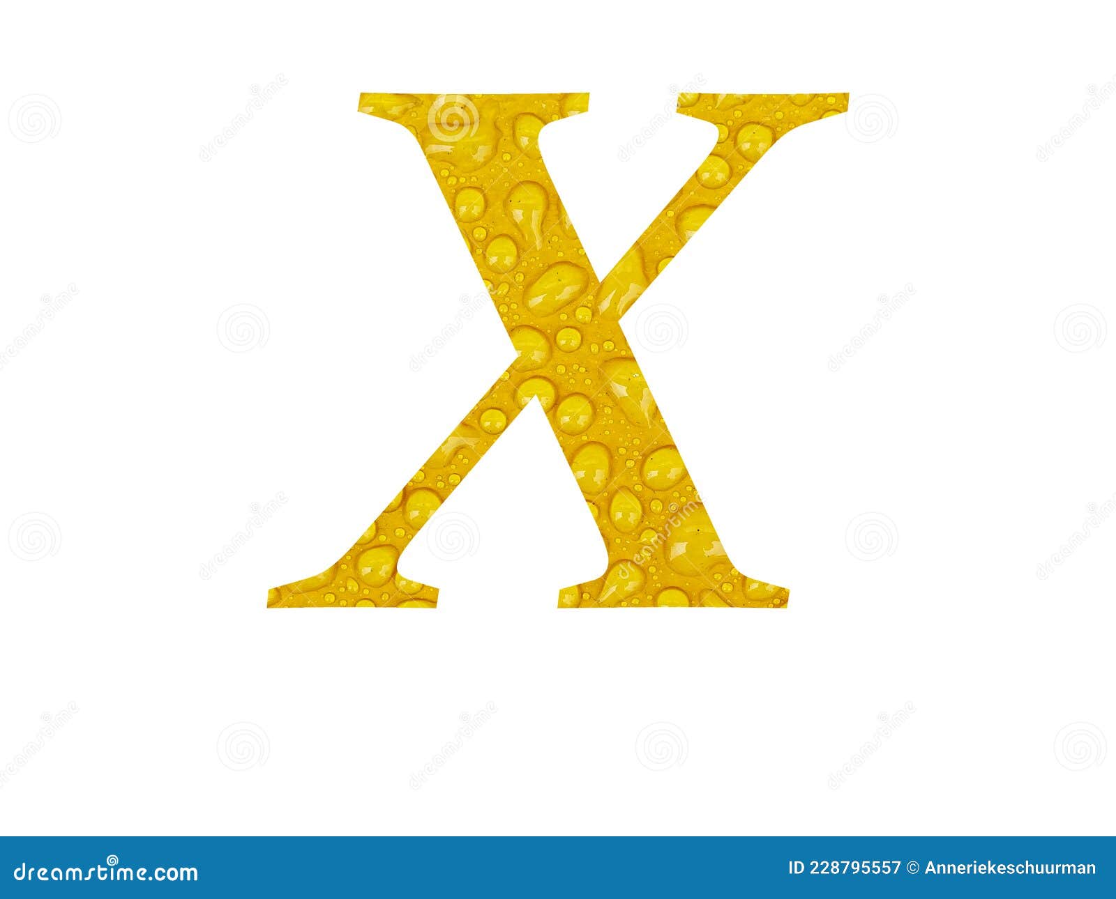 Letter X of the Alphabet Made with Raindrops on a Yellow Background ...