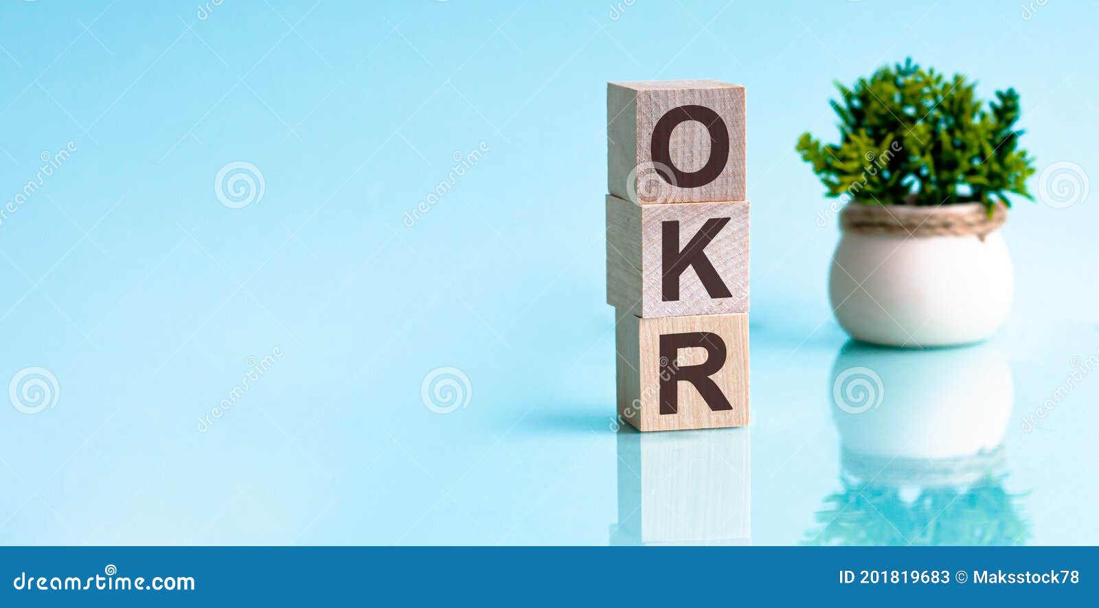 Letter of the Alphabet of OKR on a Light Blu Background. Okr ...