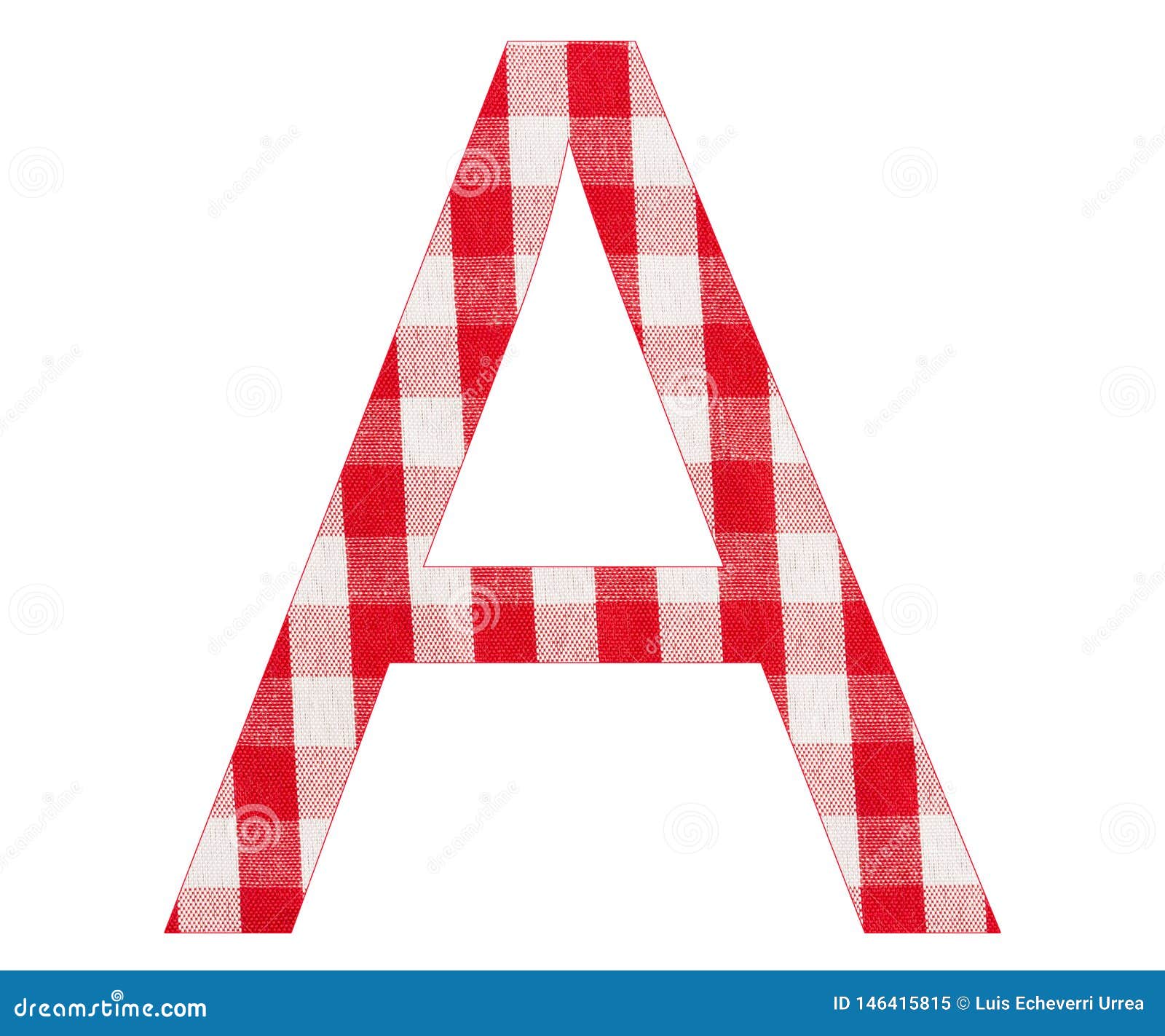 Letter a of the Alphabet - Red Checkered Fabric Tablecloth - White ...