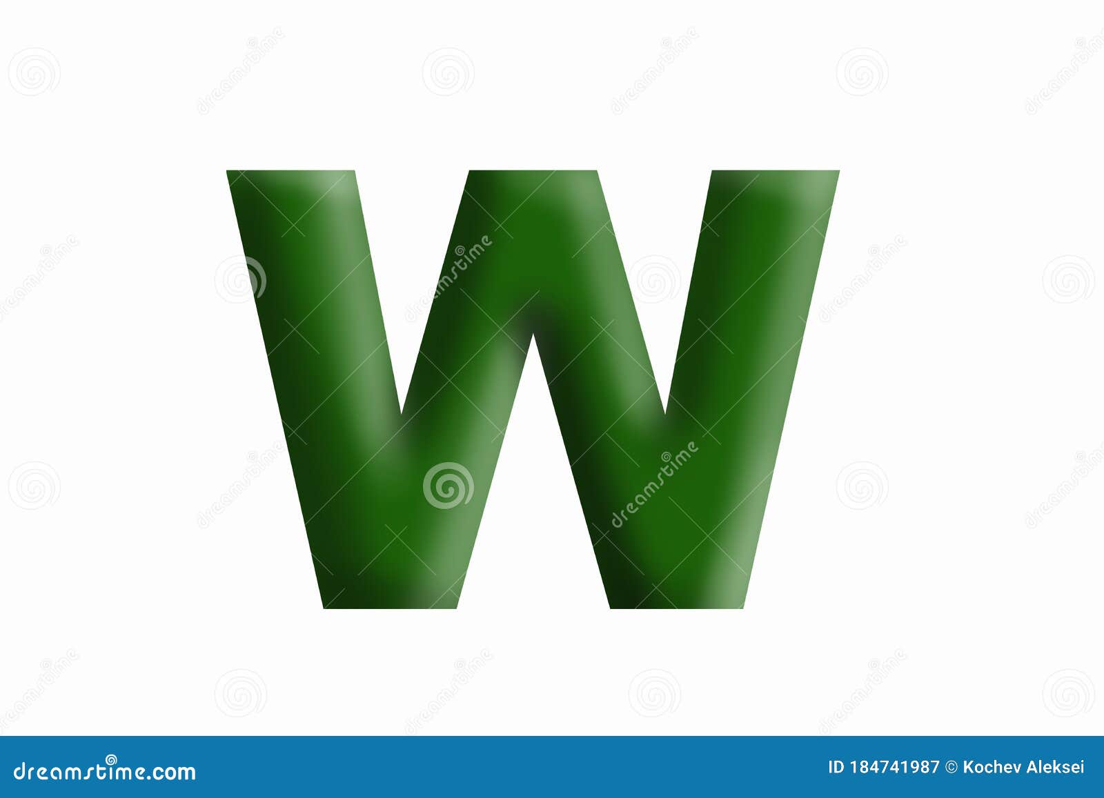 Letter of the Alphabet W , Volumetric Letter, Grassy Green Stock ...
