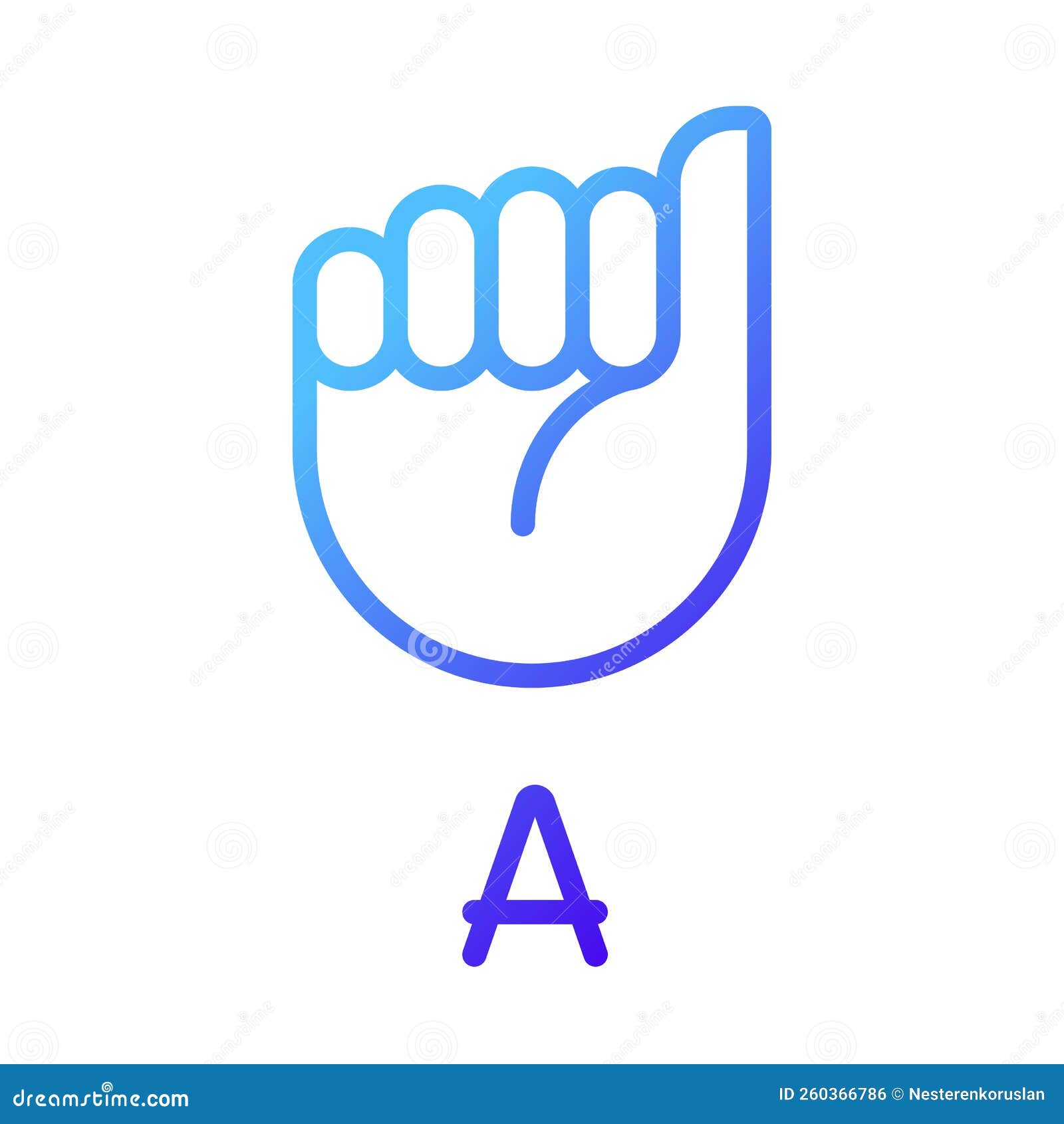 Letter a in American Sign Language Pixel Perfect Gradient Linear Vector ...