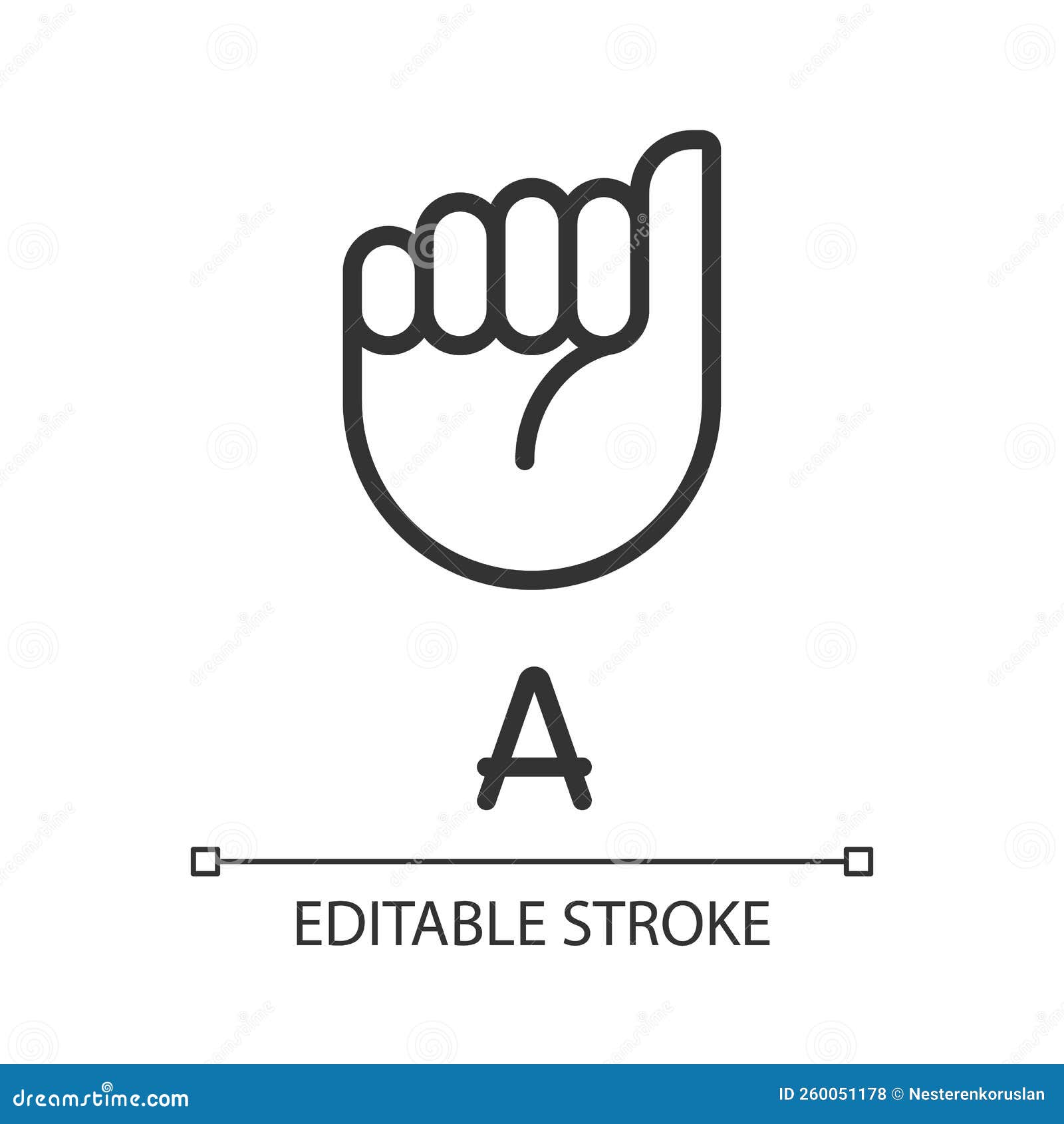 Letter a in American Sign Language Pixel Perfect Linear Icon Stock ... Letter a in American Sign Language Pixel Perfect Linear Icon Stock ...