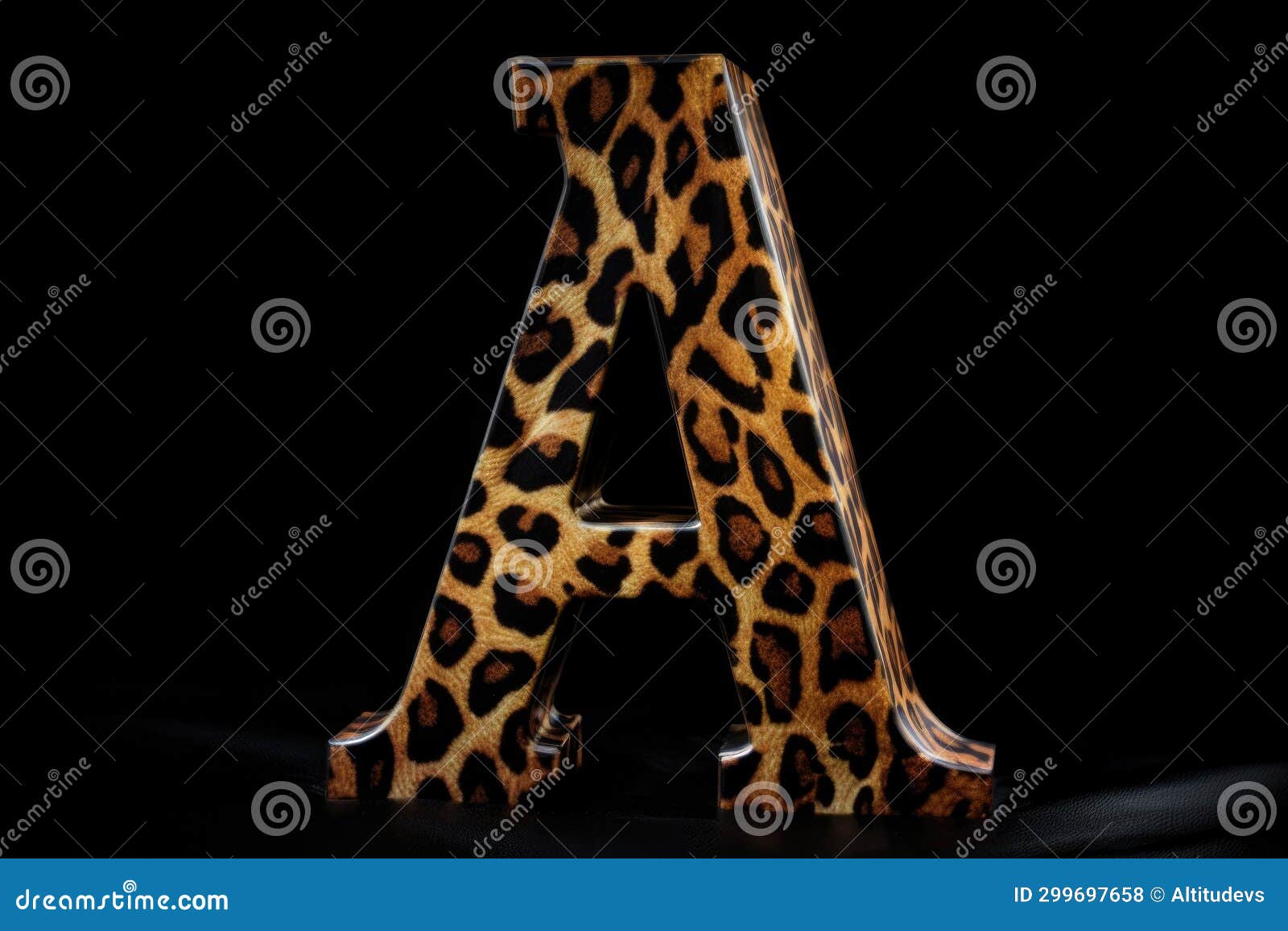 Letter a, Animal Print Style, on Black Background Stock Photo - Image ...