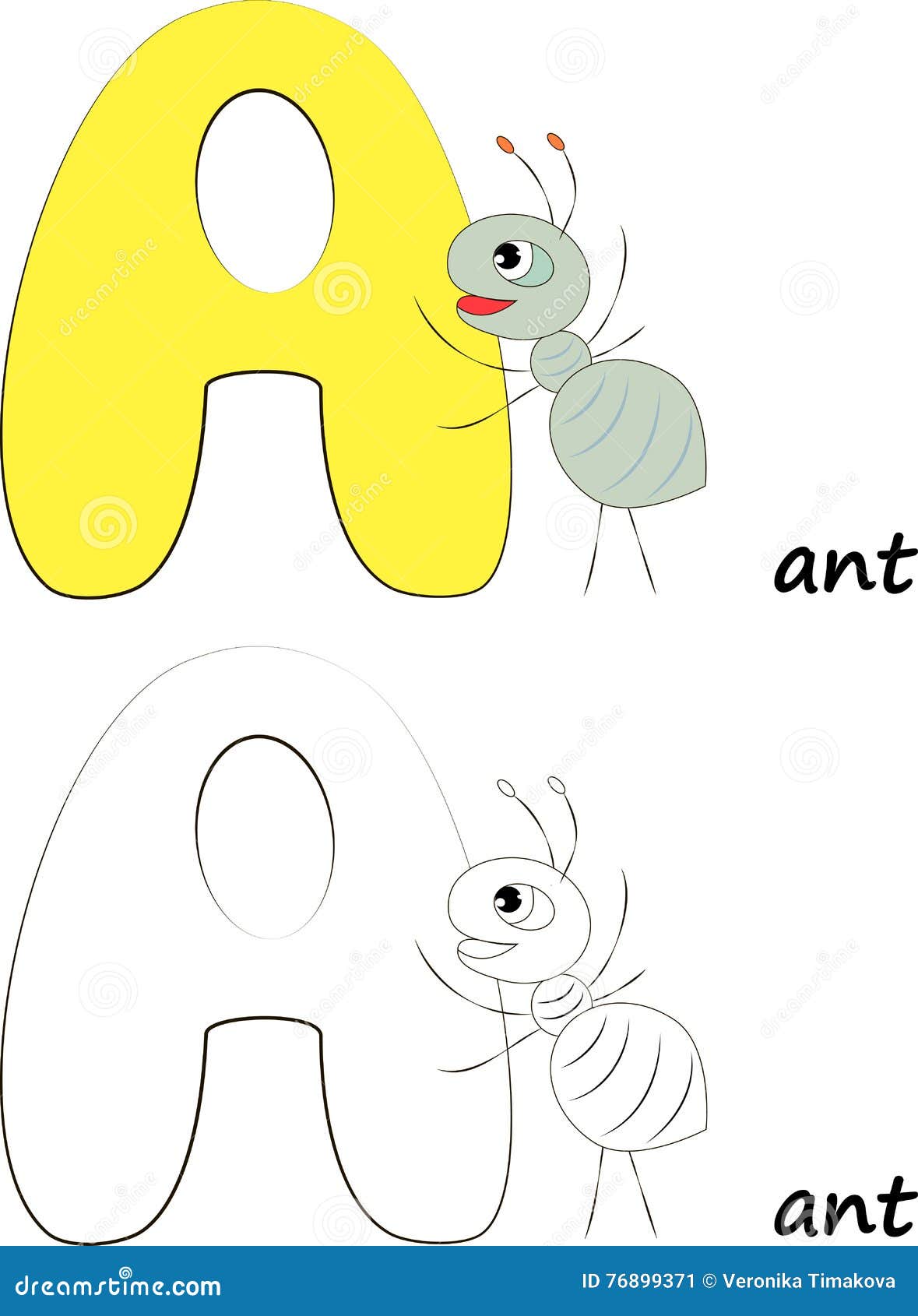 Letter a, Ant Illustration stock vector. Illustration of drawing - 76899371