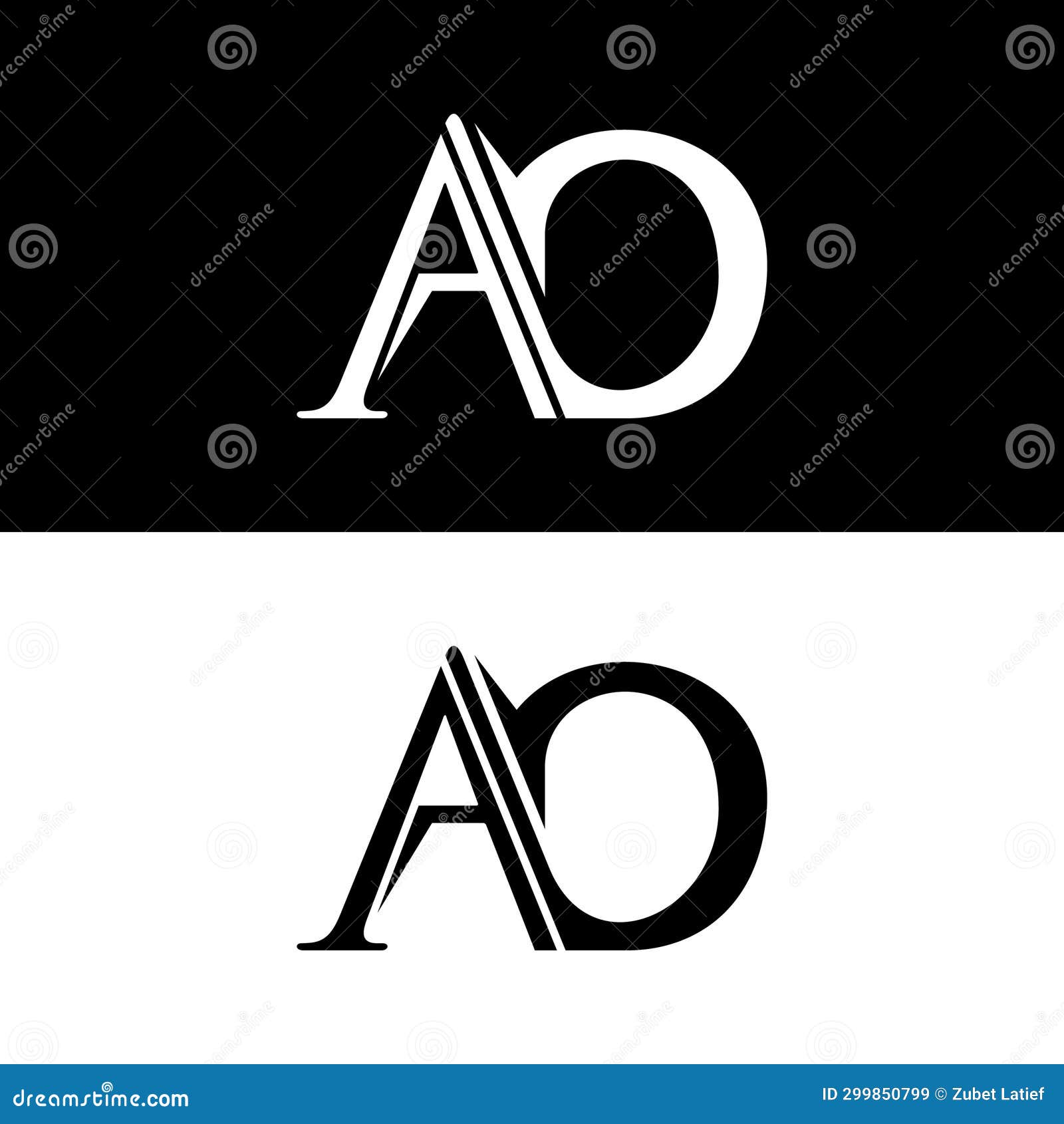 Letter AO Vector Logo Design Template, Monogram Logo in White Color and ...
