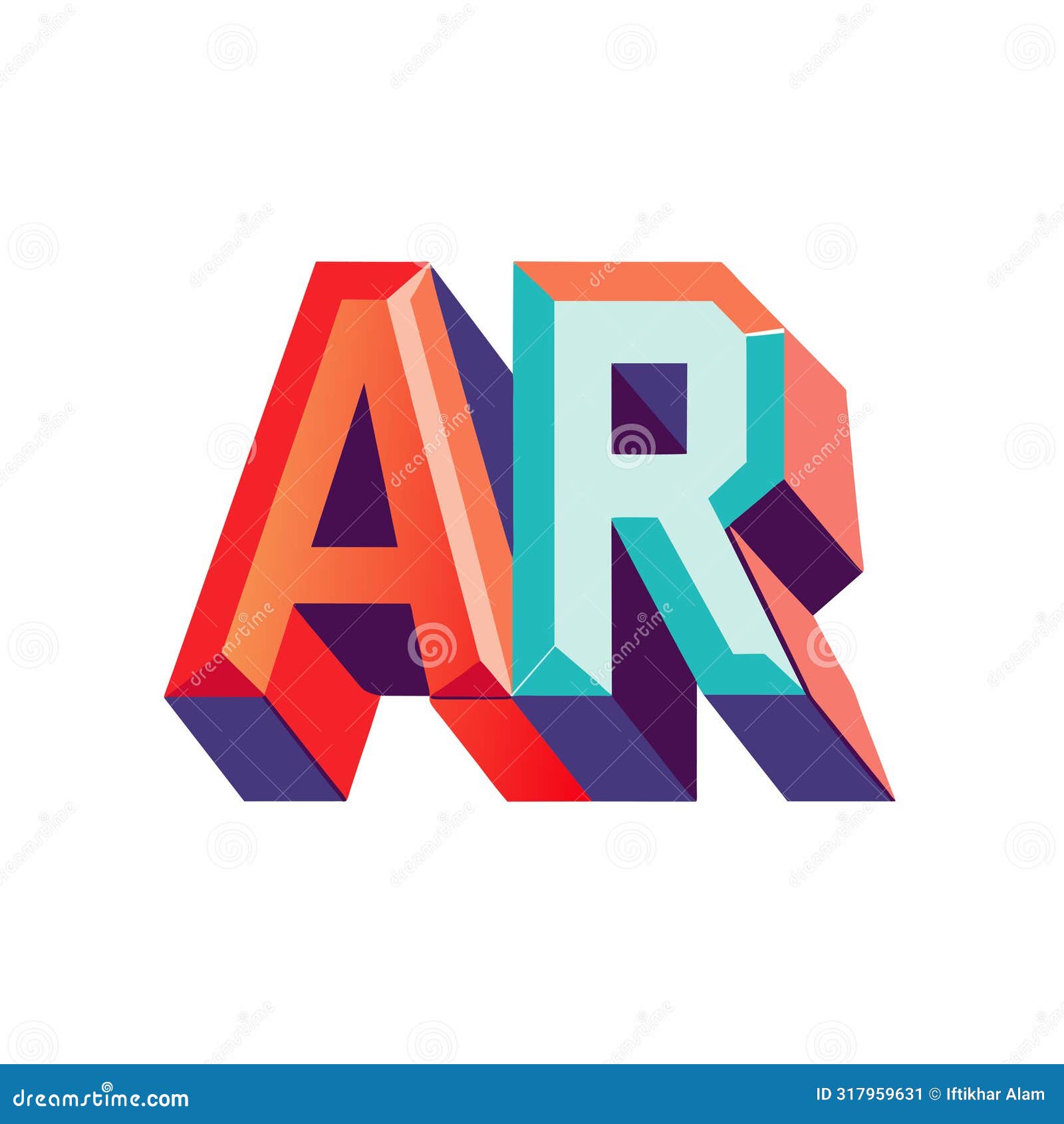 The Letter Ar Constructed Using Various Geometric Shapes in an Artistic ...