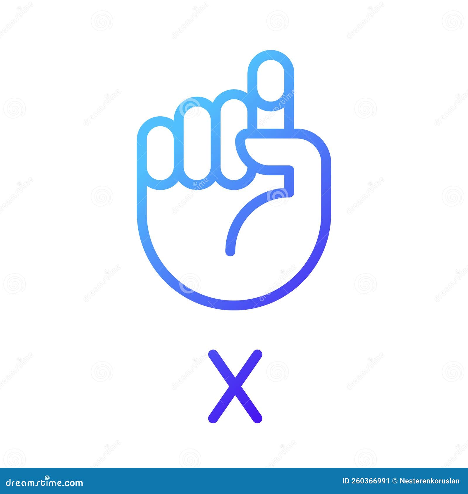 Letter X in ASL Pixel Perfect Gradient Linear Vector Icon Stock Vector ...