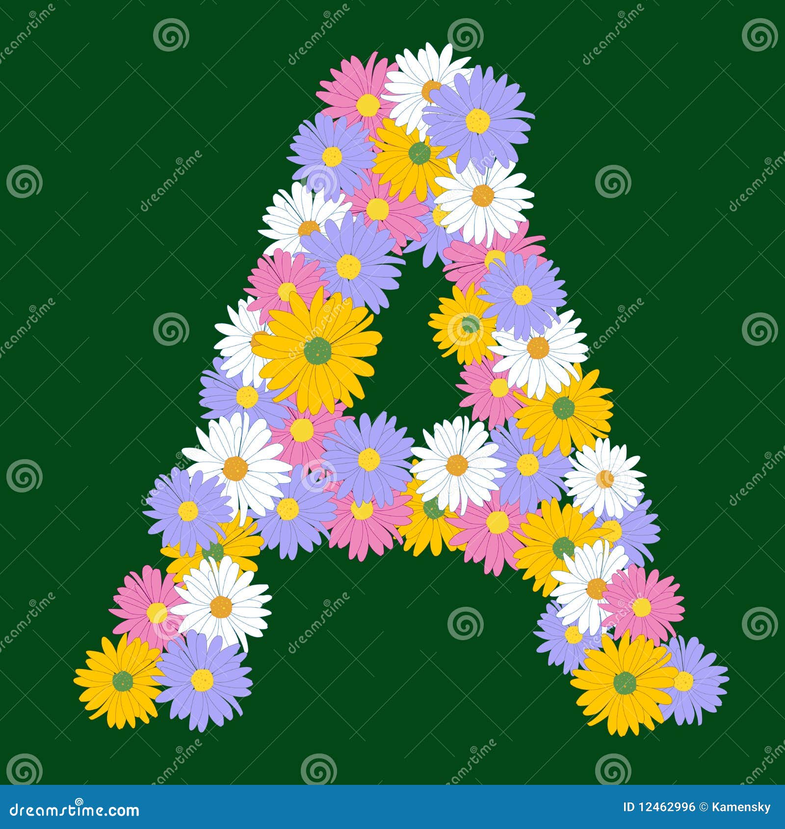 Letter a - Asters stock vector. Illustration of sign - 12462996