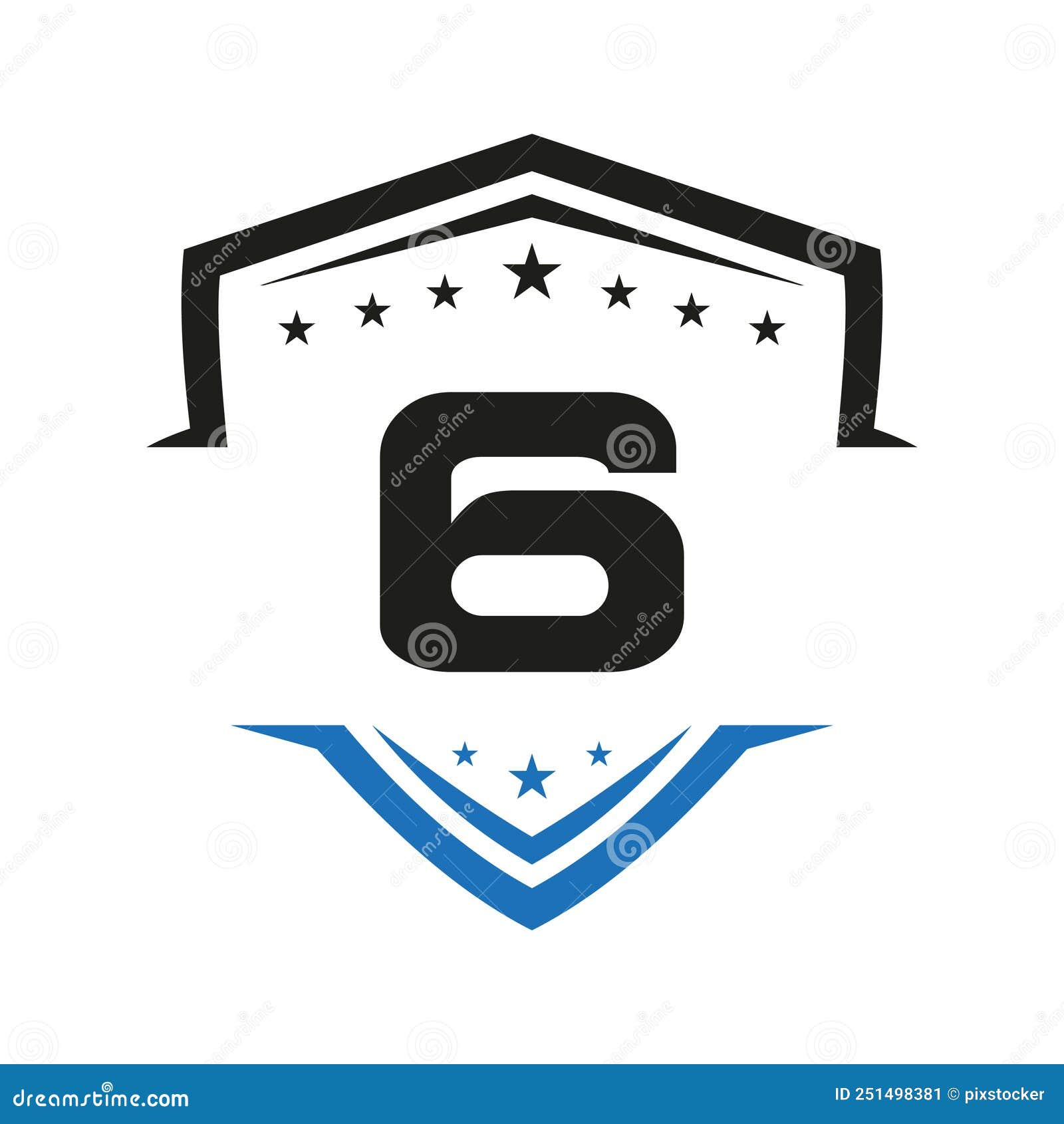 Letter 6 Automotive Shield Logo Vector Template. Transportation Logo ...