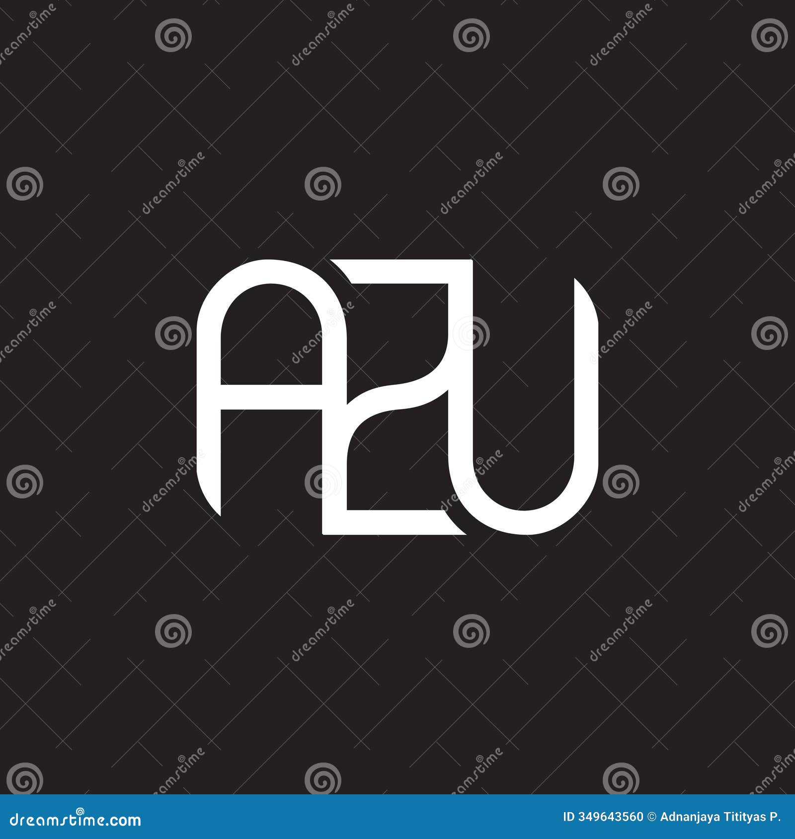 Letter Azu Linked Curves Geometric Lines Logo Vector Stock Vector ...