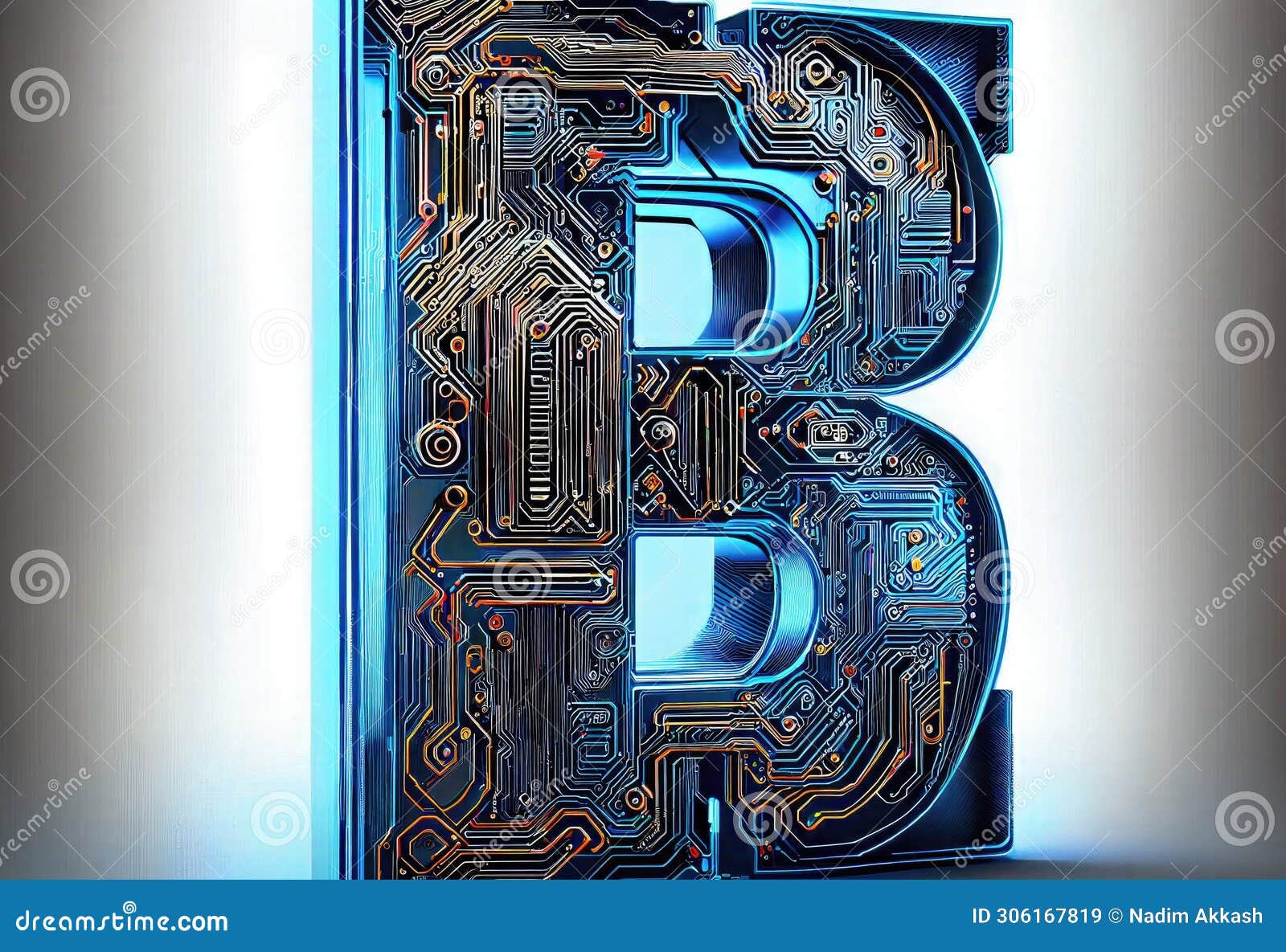 Letter B, Alphabet in Circuit Board Style. Digital Hi-tech Lette Stock ...