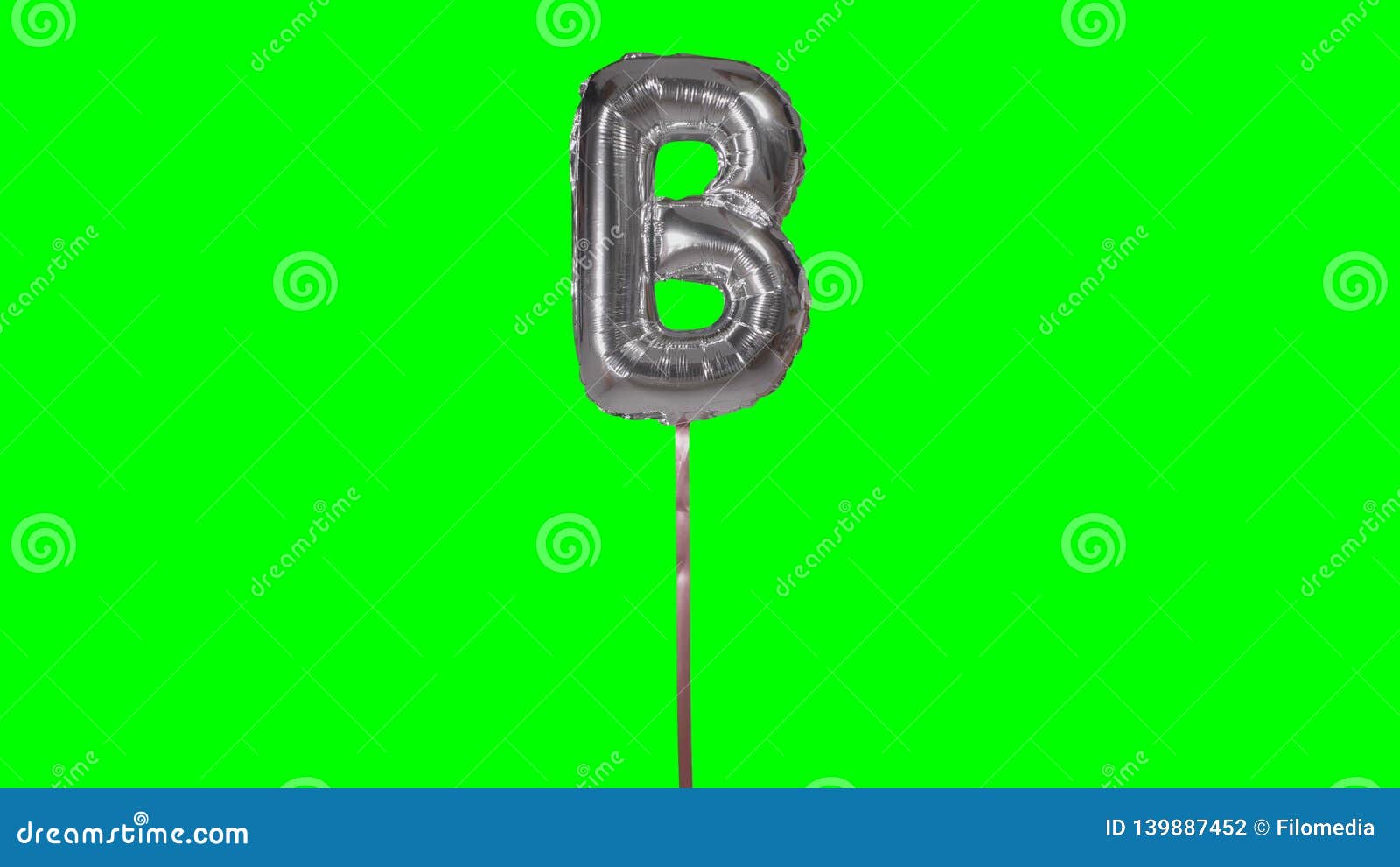 Letter B from Alphabet Helium Silver Balloon Floating on Green Screen ...