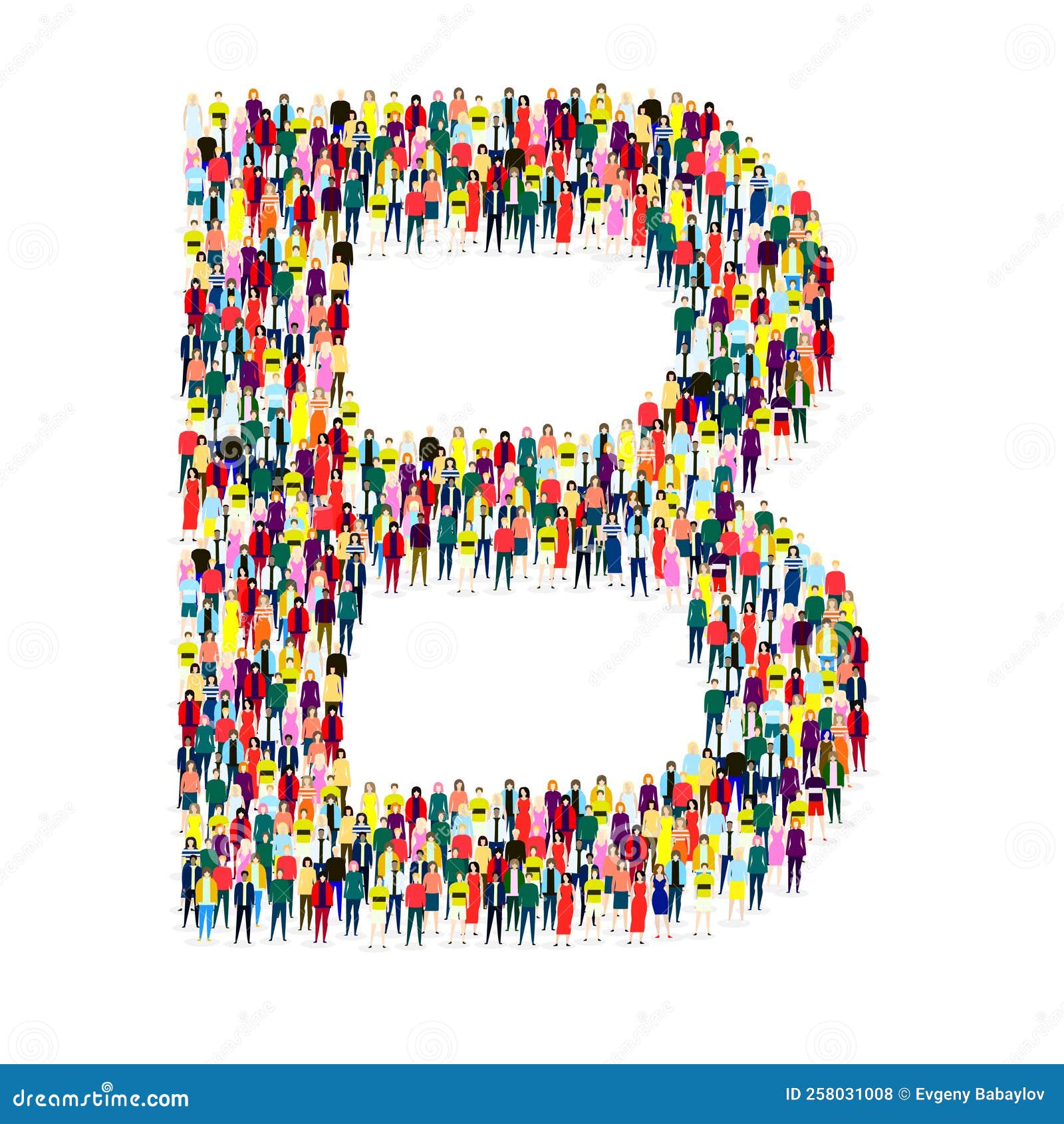 Letter B Assembled from Many People on a White Background - Vector ...