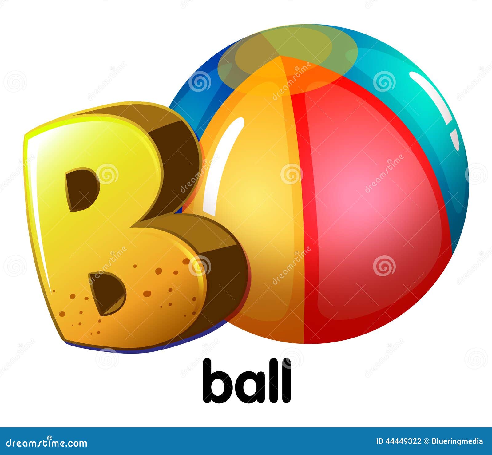 Letter B Ball English Alphabet Tracing Coloring Book Page. Vector ...